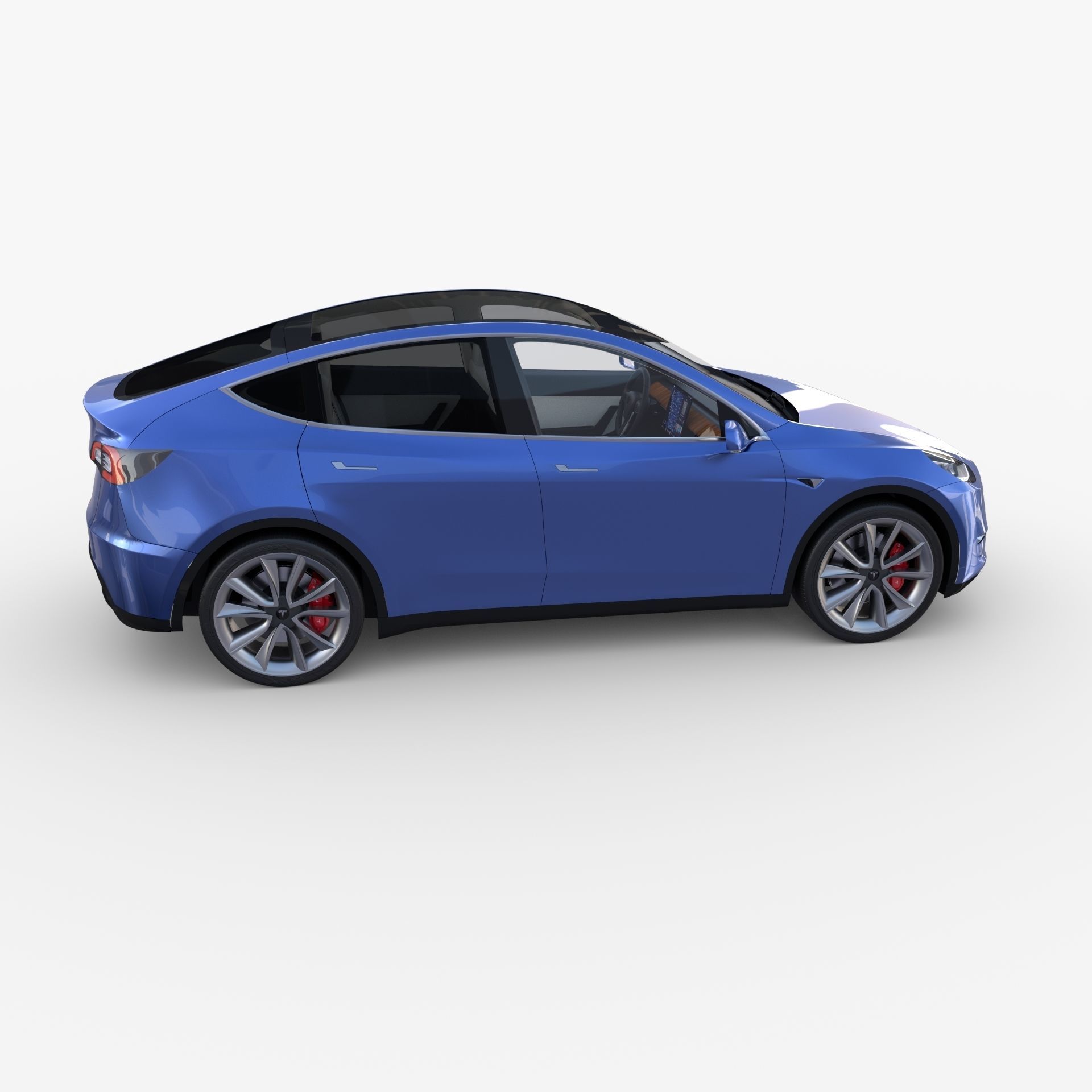 Tesla Model Y Blue with interior 3D model | CGTrader