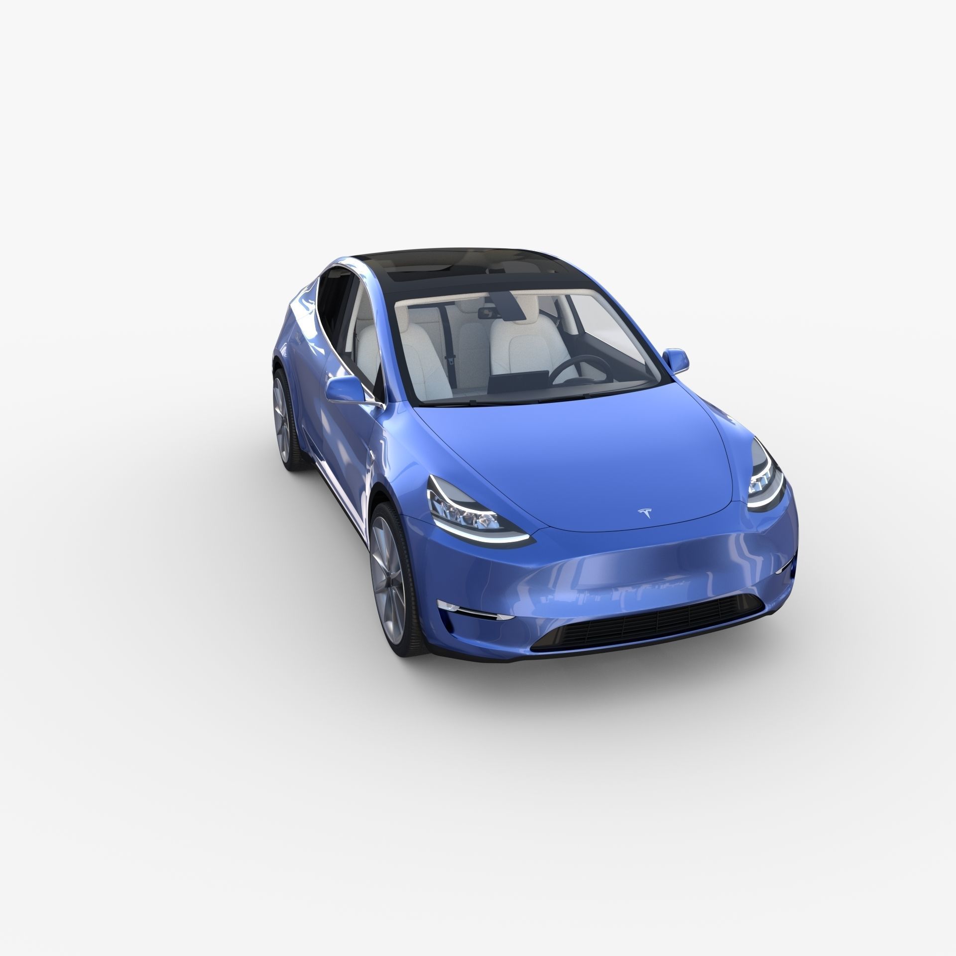 Tesla Model Y Blue with interior 3D model | CGTrader