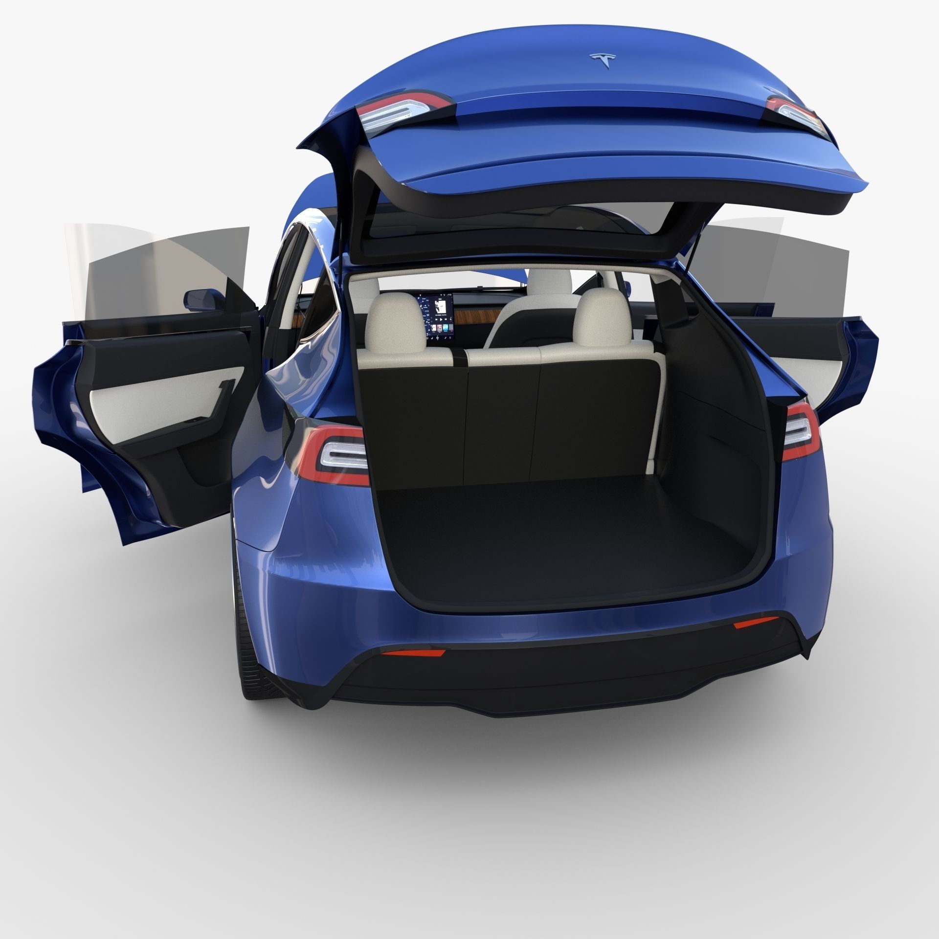 Tesla Model Y Blue with interior 3D model | CGTrader