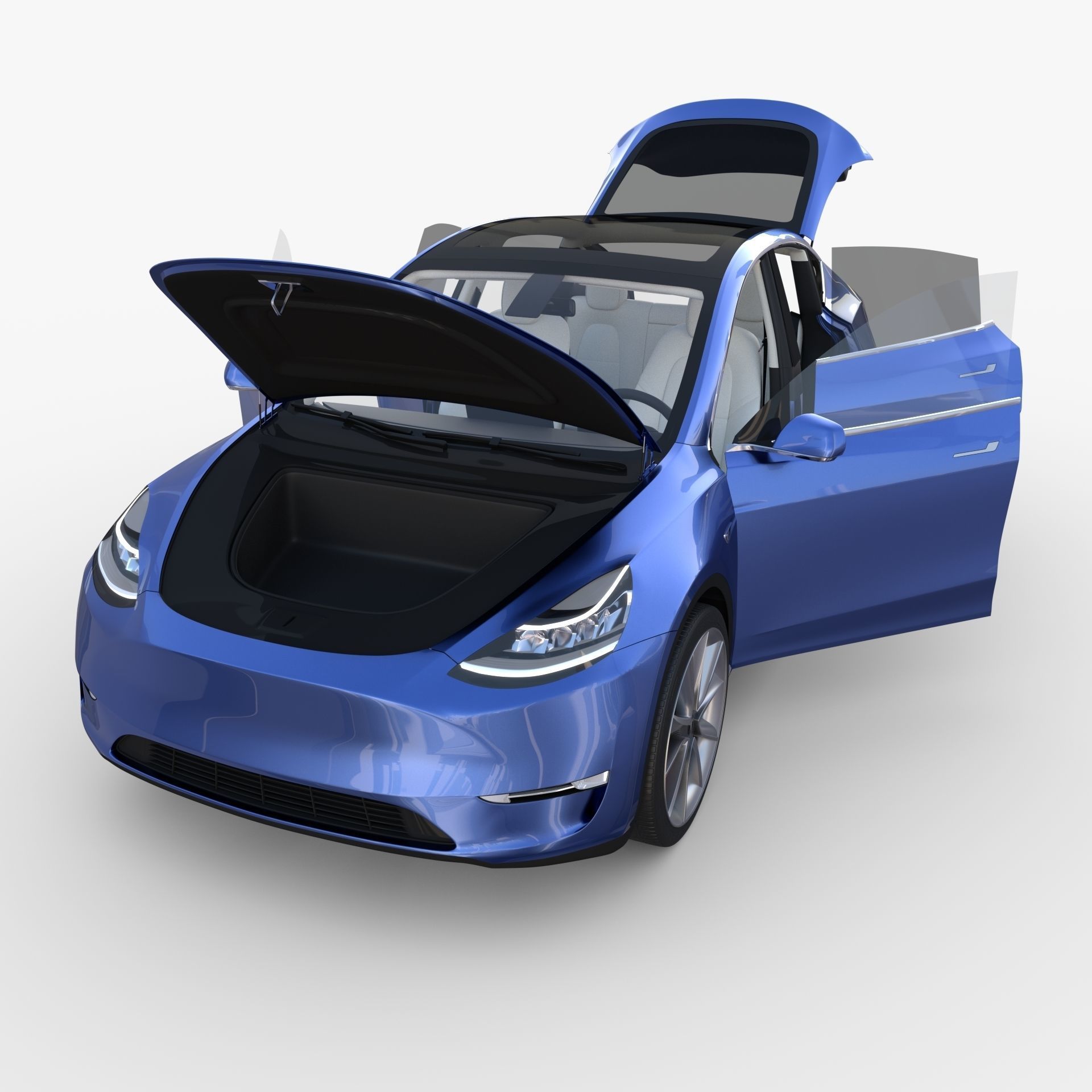Tesla Model Y Blue with interior 3D model | CGTrader