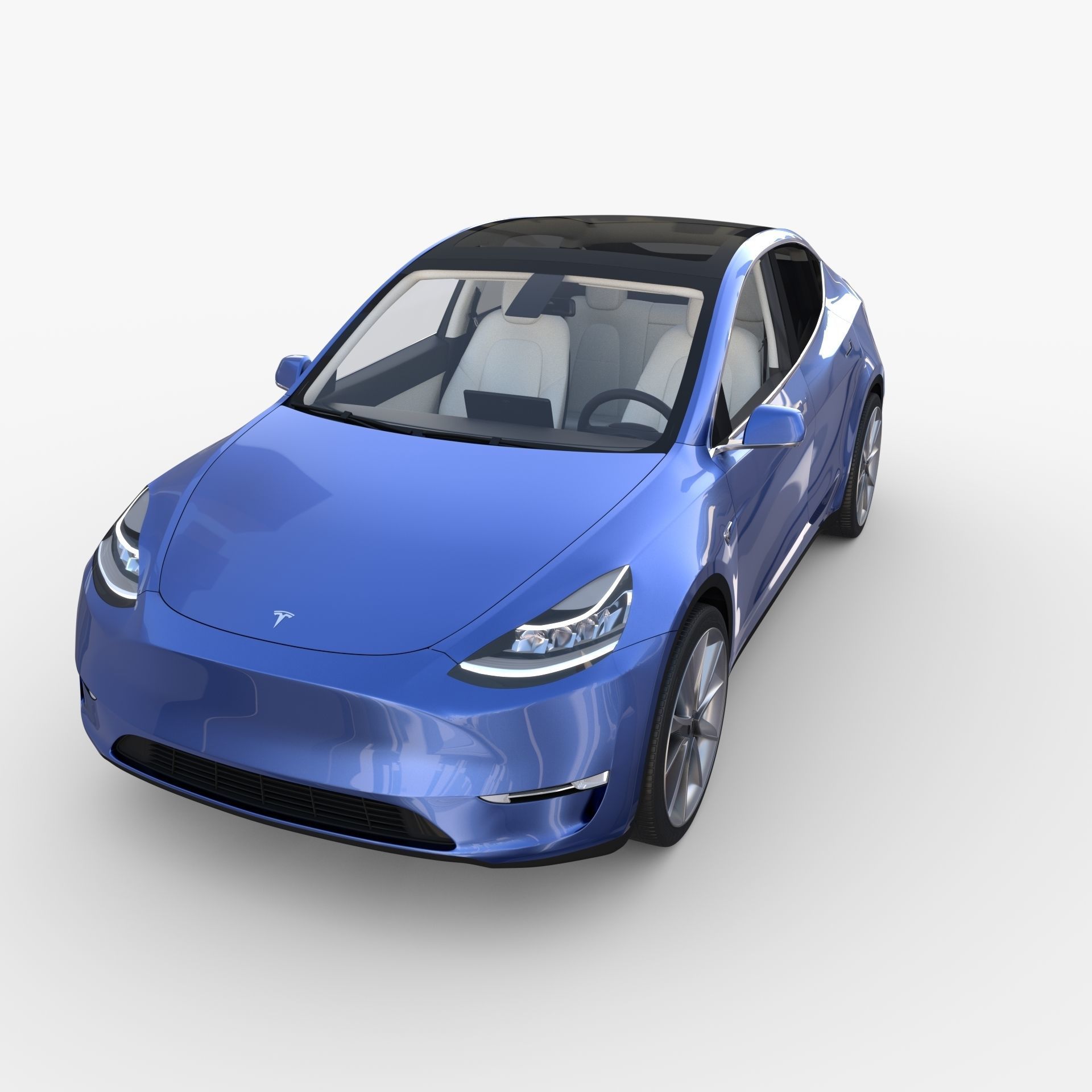 Tesla Model Y Blue with interior 3D model | CGTrader