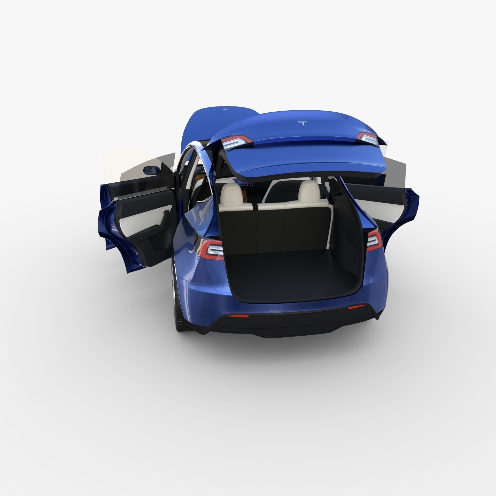 Tesla Model Y Blue with interior 3D model | CGTrader