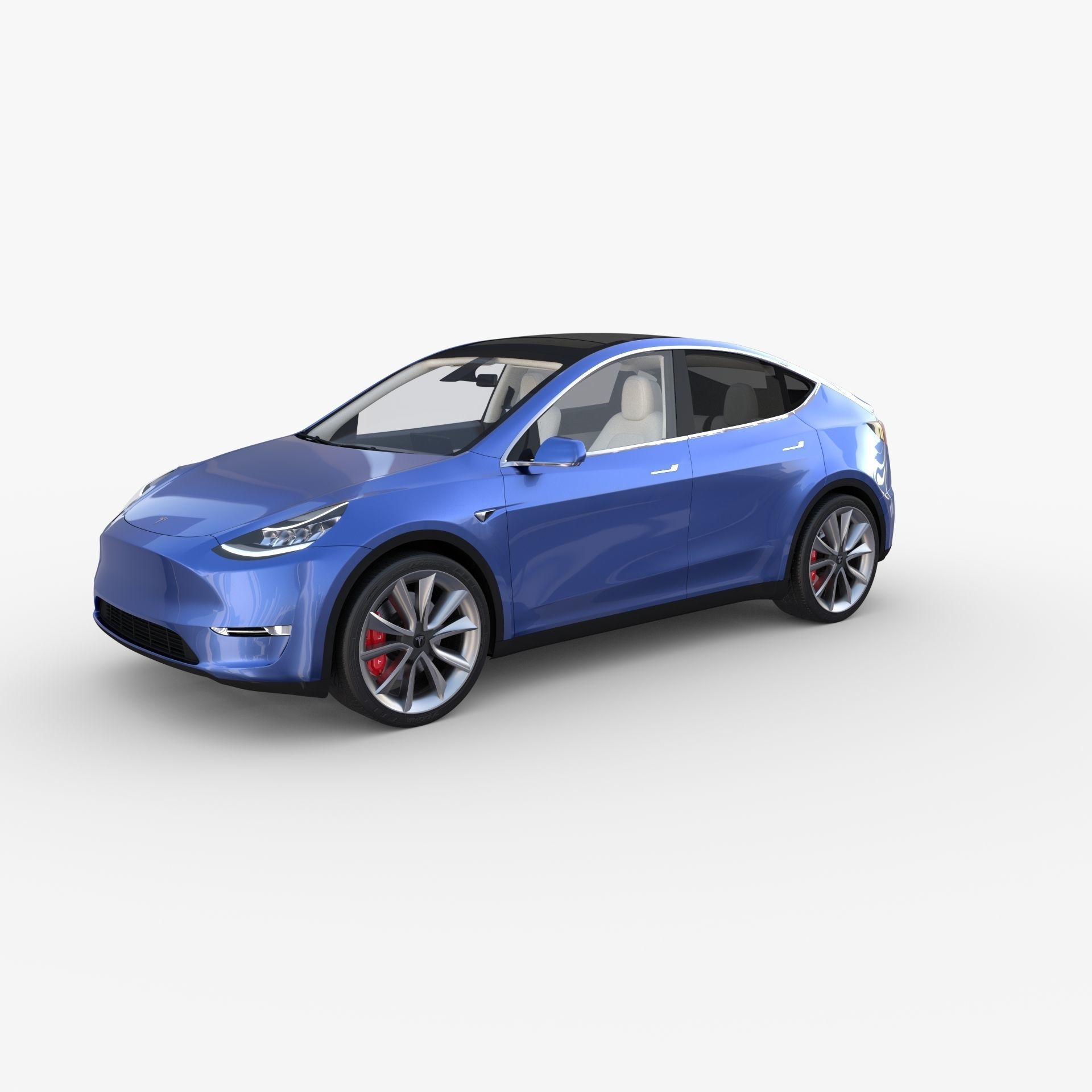Tesla Model Y Blue with interior 3D model | CGTrader