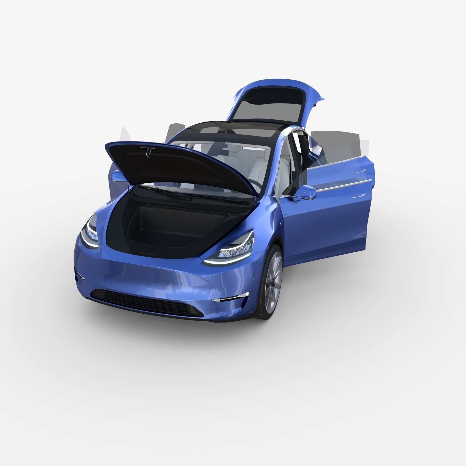 Tesla Model Y Blue with interior 3D model | CGTrader