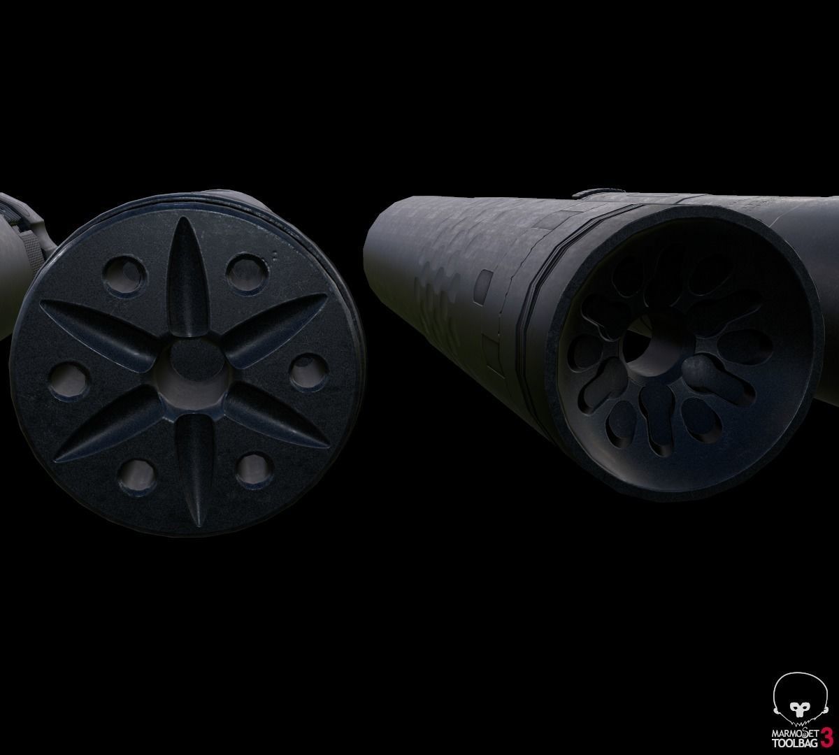 3D model Lowpoly silencer set three cylinders VR / AR / low-poly | CGTrader