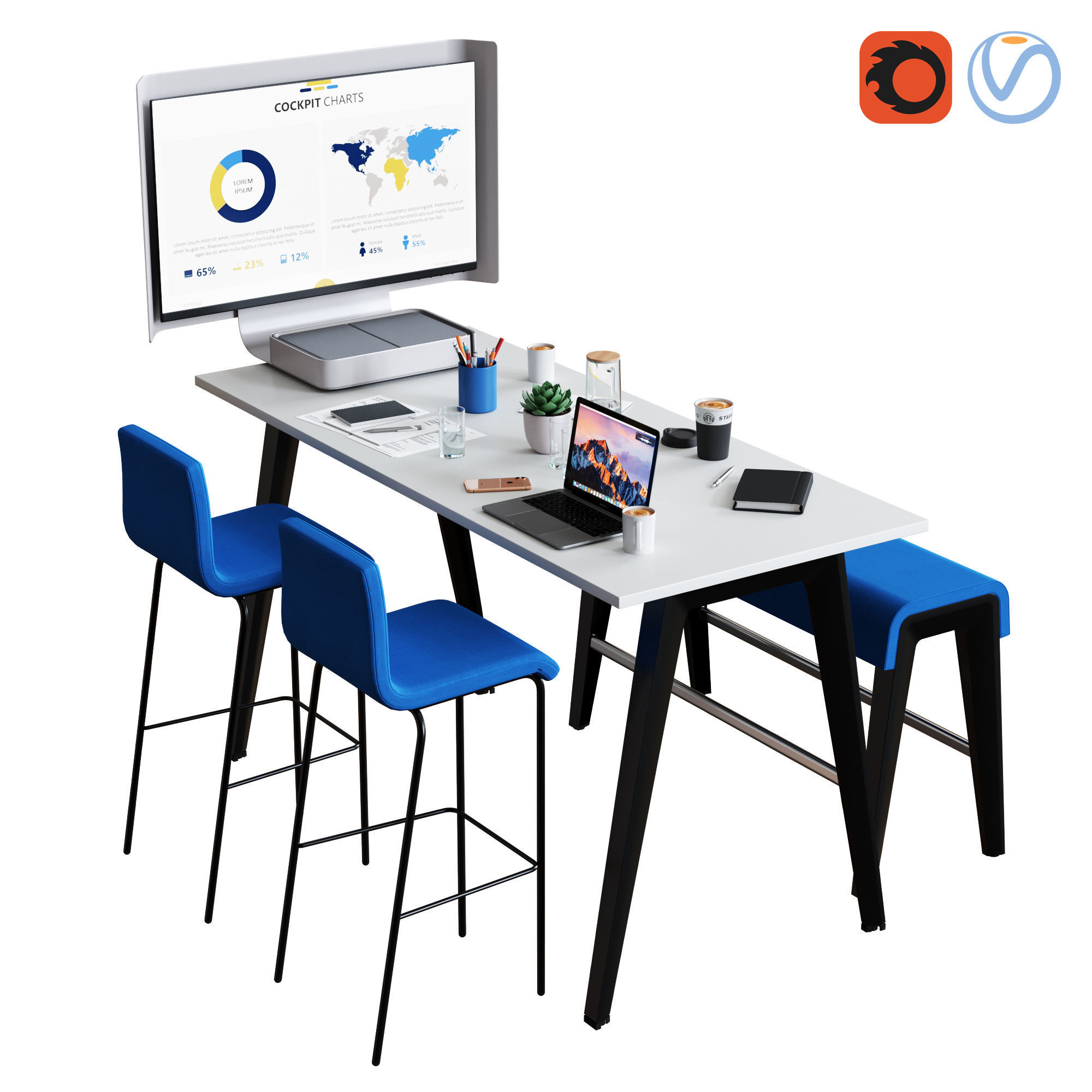 3D Steelcase - B-Free Conference Set | CGTrader
