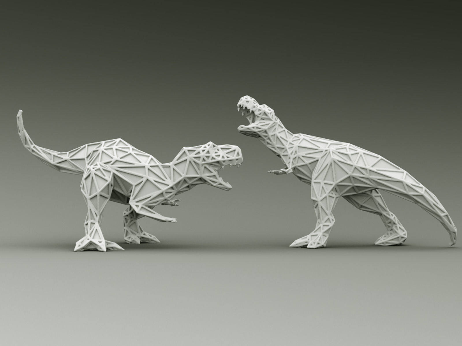 statue 3D PRINTED MODEL T-REX -Line-surface-style