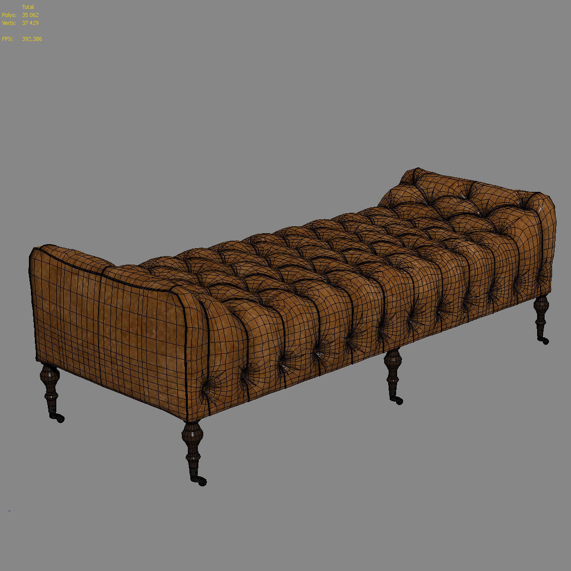 Tufted Chesterfield Leather Bench 3D model | CGTrader