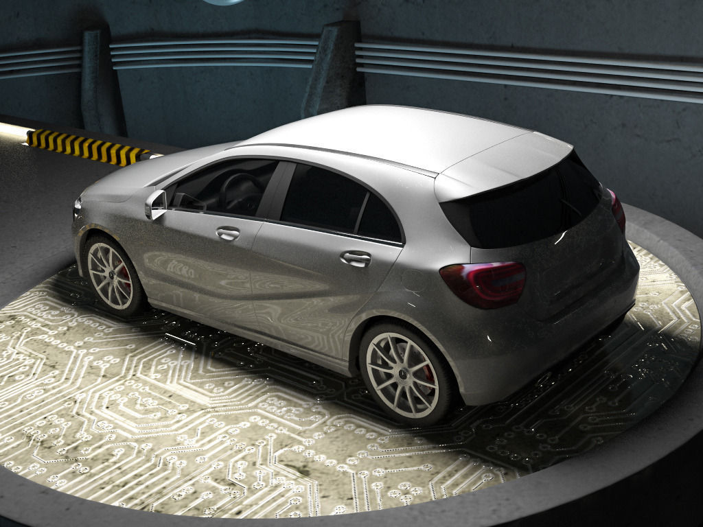 Mercedes A class w176 and garage 3D model rigged | CGTrader