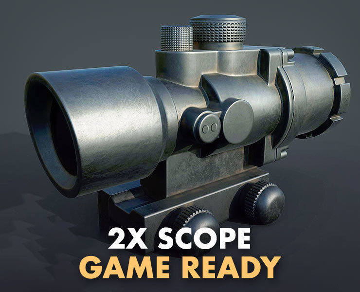 3D model 2x gun scope VR / AR / low-poly | CGTrader