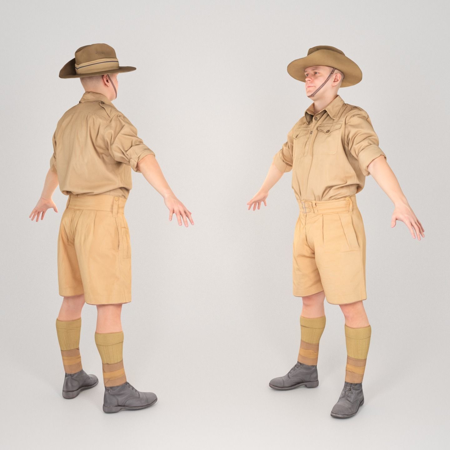 3D model Character of WW 2 Australian soldier in A-pose 149 VR / AR ...