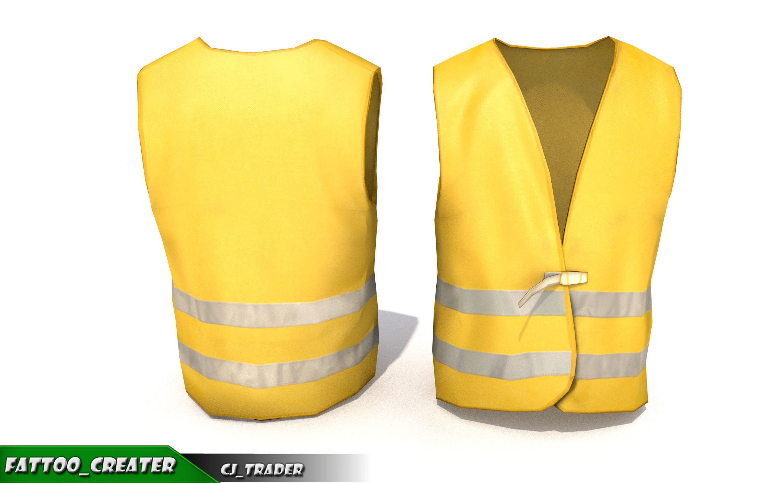 3D model Worker Vest Yellow Safety Vest Lowpoly 3d model VR / AR / low ...