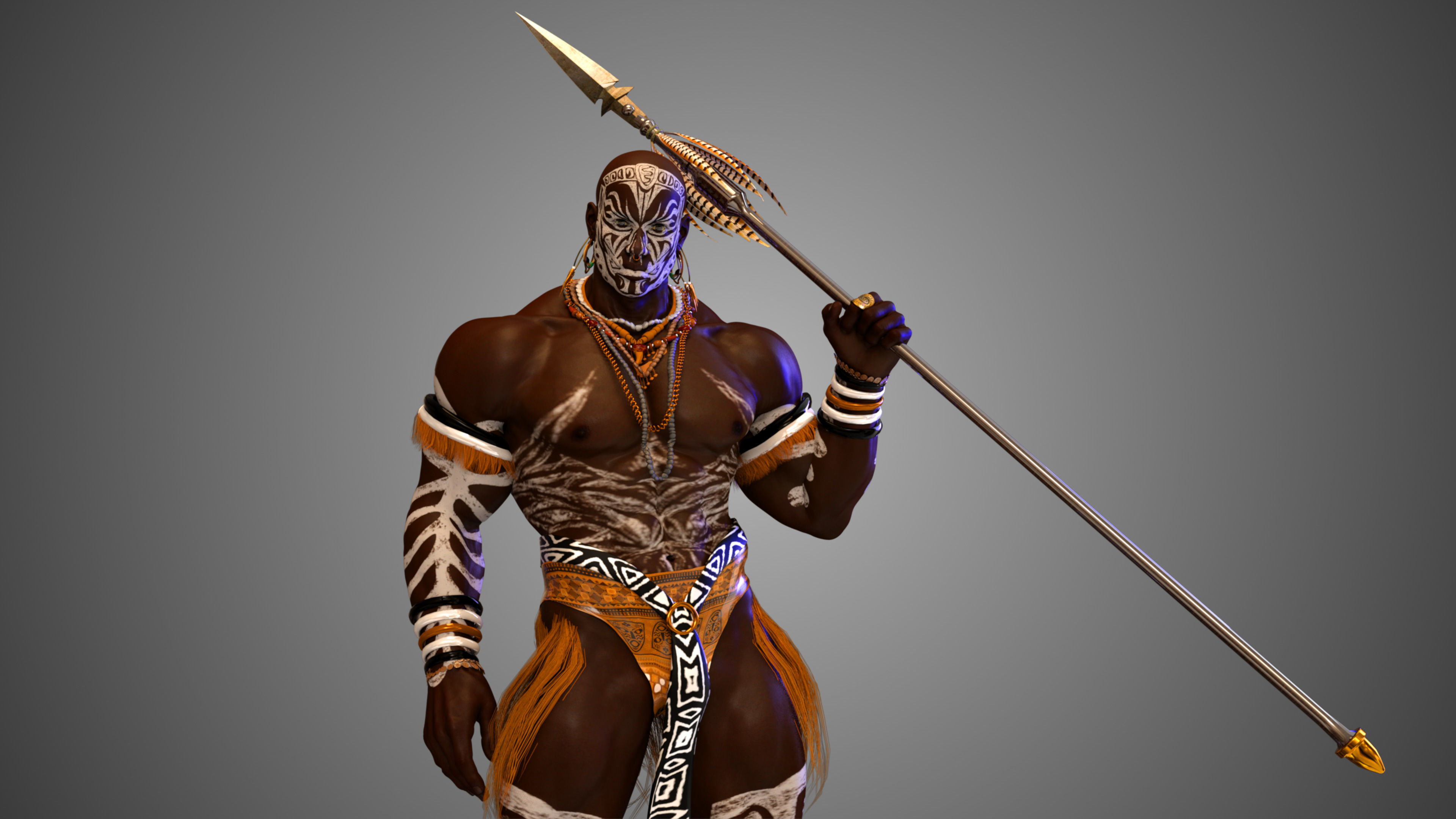 Native African Warrior Male 3D model animated rigged | CGTrader