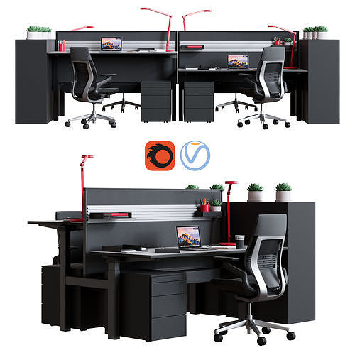 Steelcase - Office Table Ology Bench Work Space 3D model | CGTrader