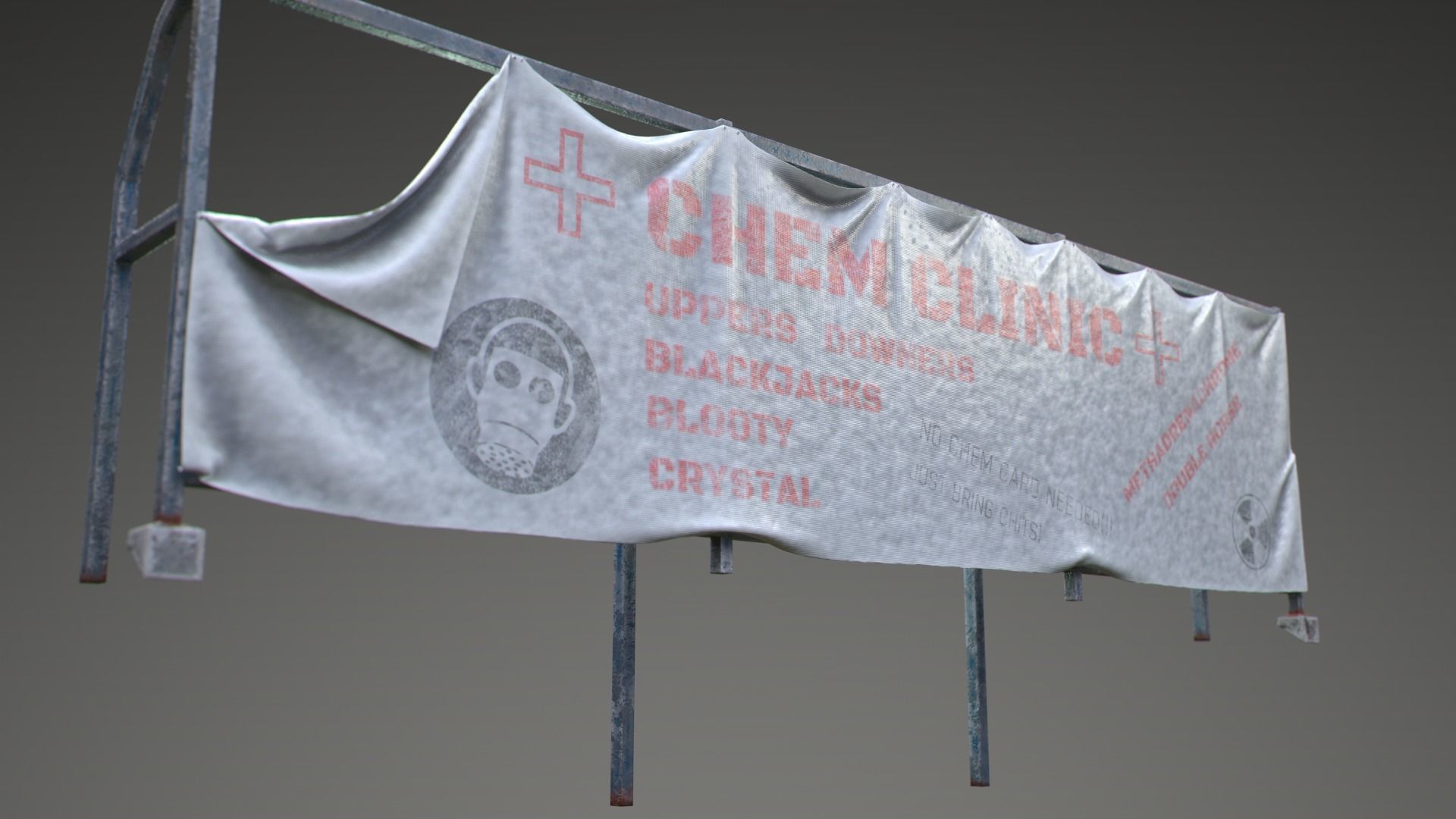 3D model Cyberpunk style sign - vinyl banner on frame VR / AR / low ...