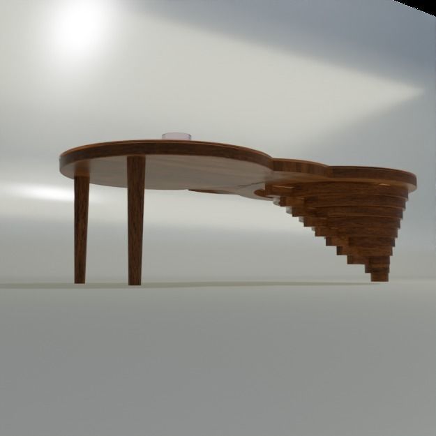 Wood curved table 3D model | CGTrader
