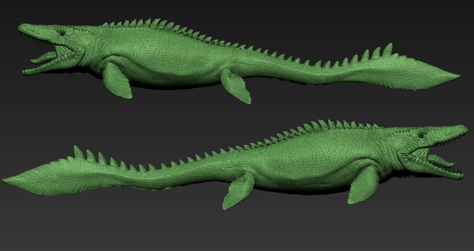 Mosasaurus pair of fish 3D model 3D printable | CGTrader