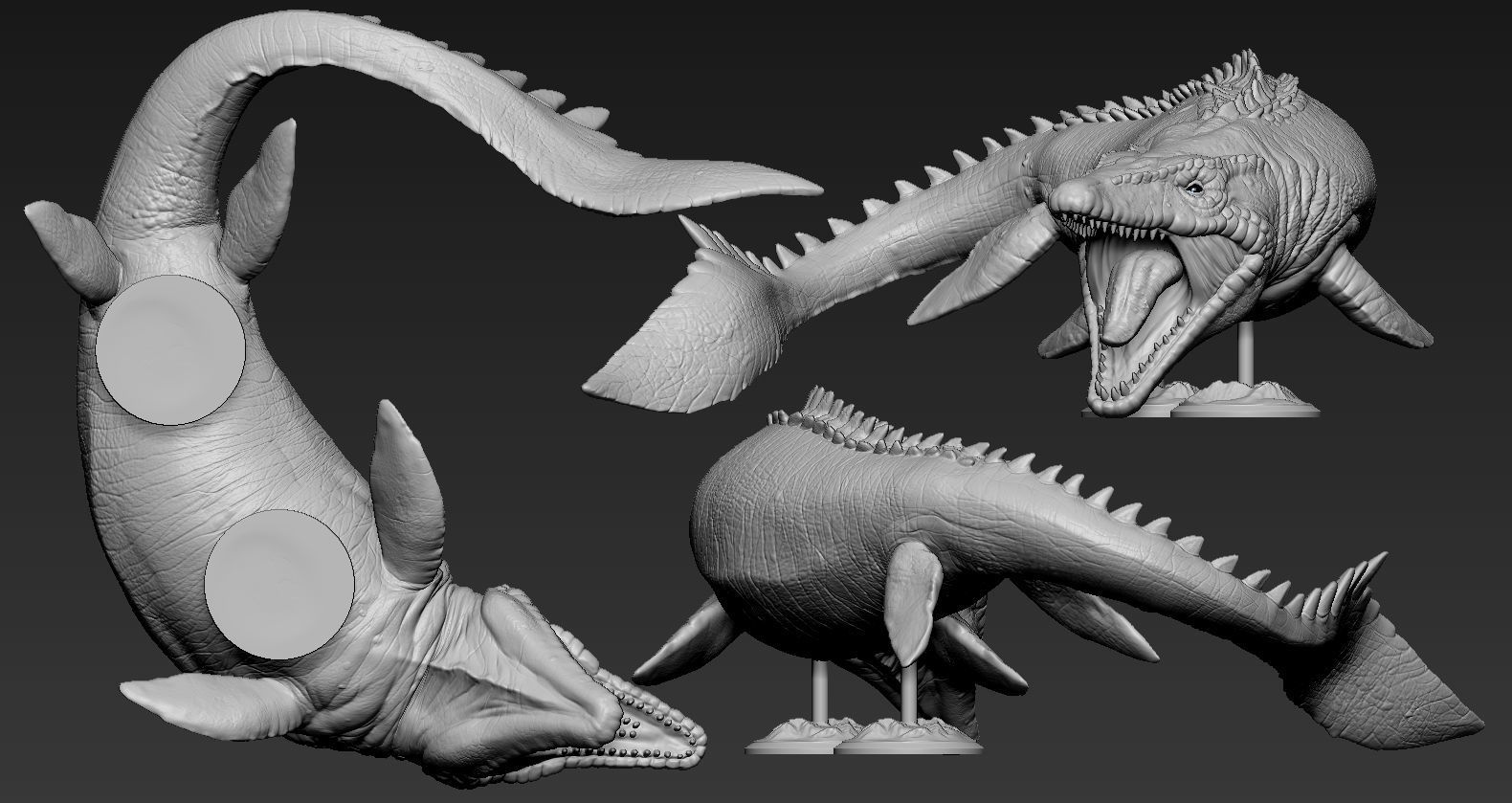 Mosasaurus pair of fish 3D model 3D printable | CGTrader