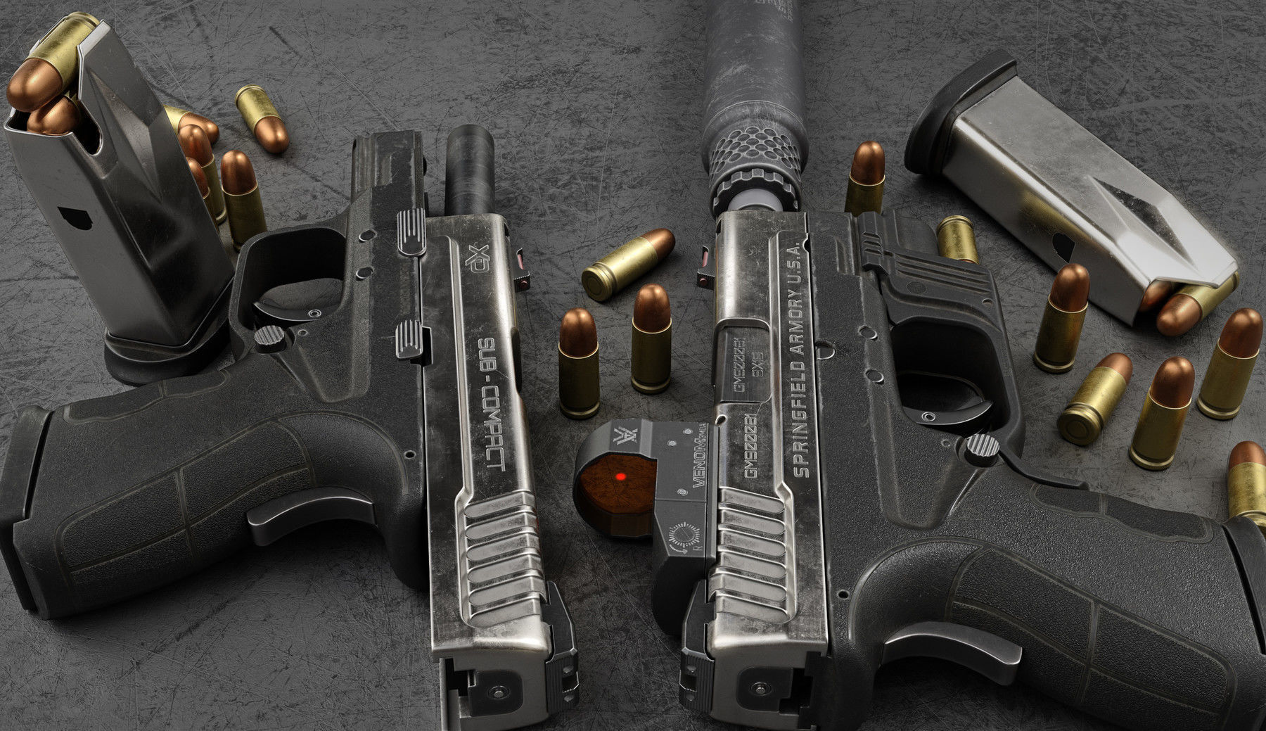 Custom Modified Springfield Handgun 3D model | CGTrader