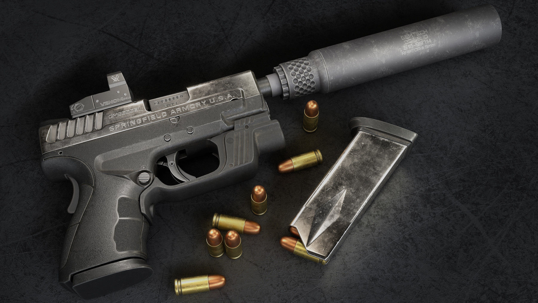 Custom Modified Springfield Handgun 3D model | CGTrader