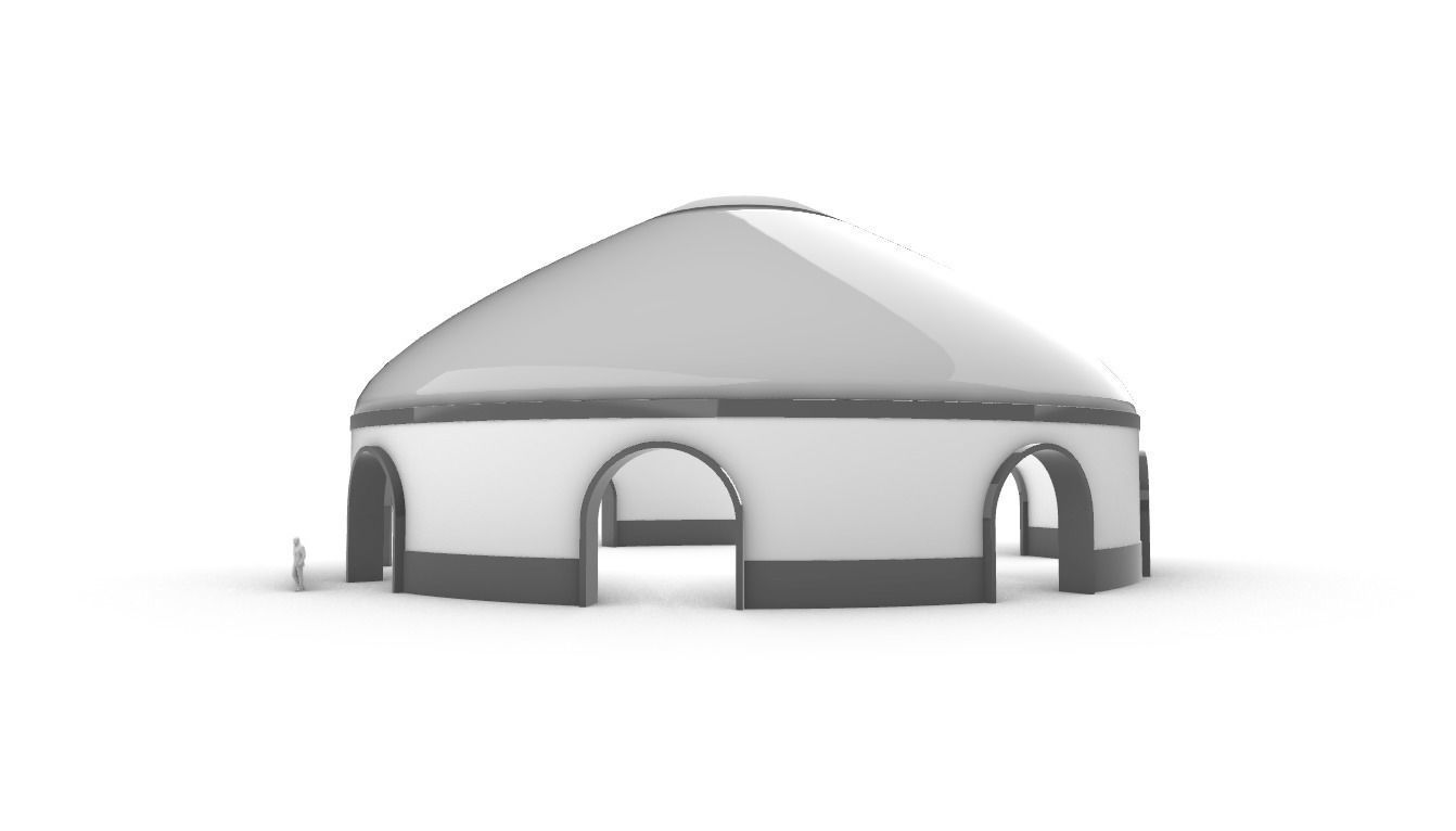 Dome Pavilion with Solid Dome with Top Opening v1 3D model | CGTrader