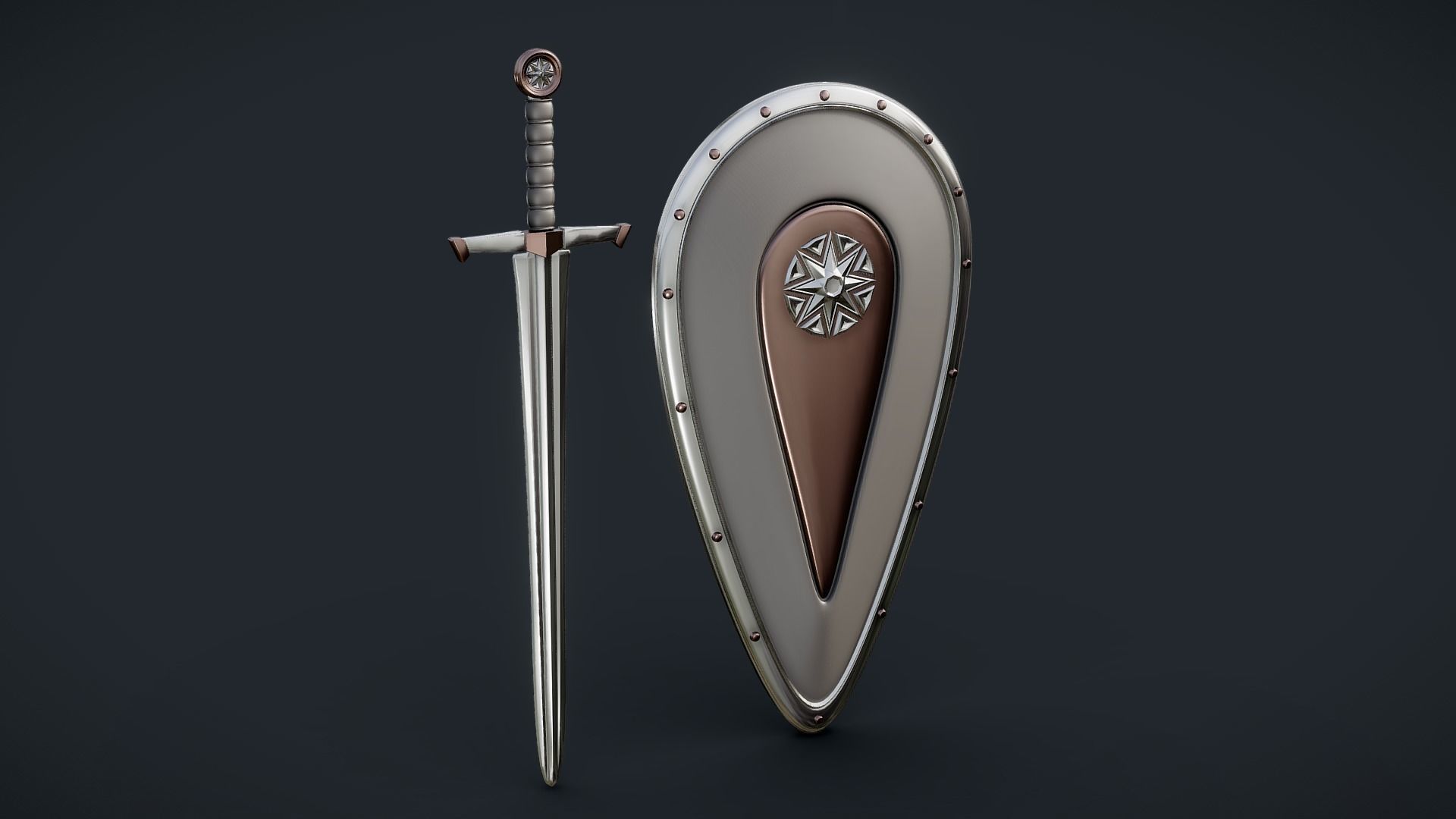 Old sword and shield of Kievan Rus 3D model | CGTrader