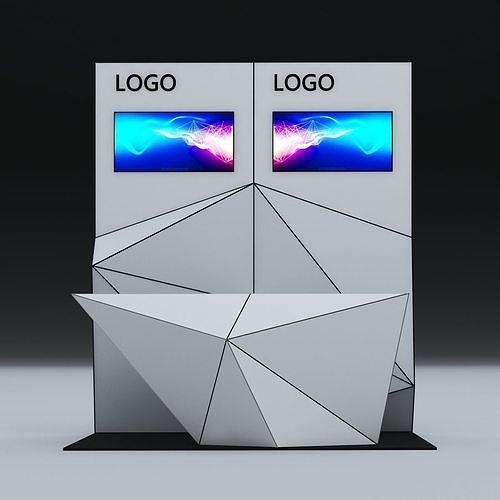Low poly pod display stand with two monitors 3D model | CGTrader