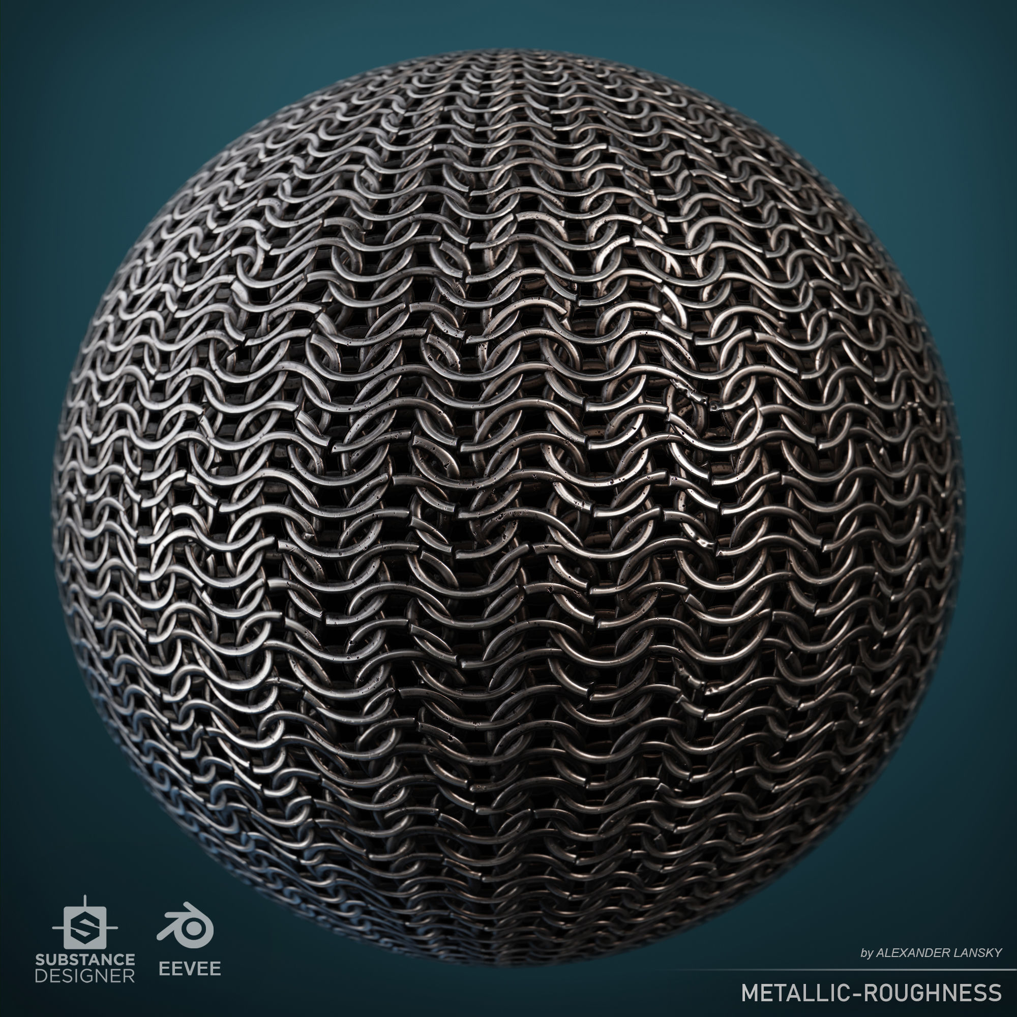 3D asset VR / AR ready Butted chainmail seamless material