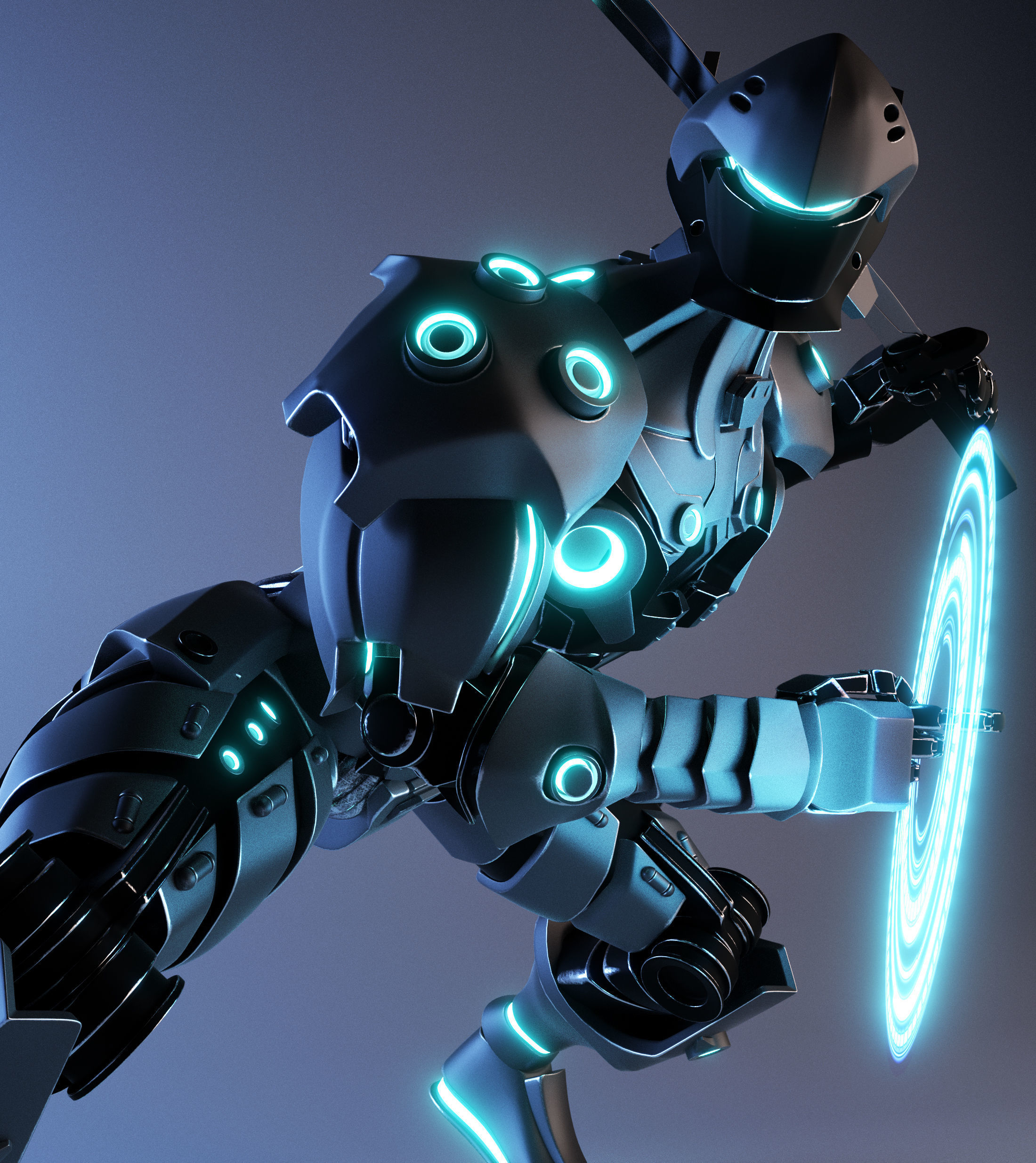 Ninja robot design mk1 3D model animated rigged | CGTrader