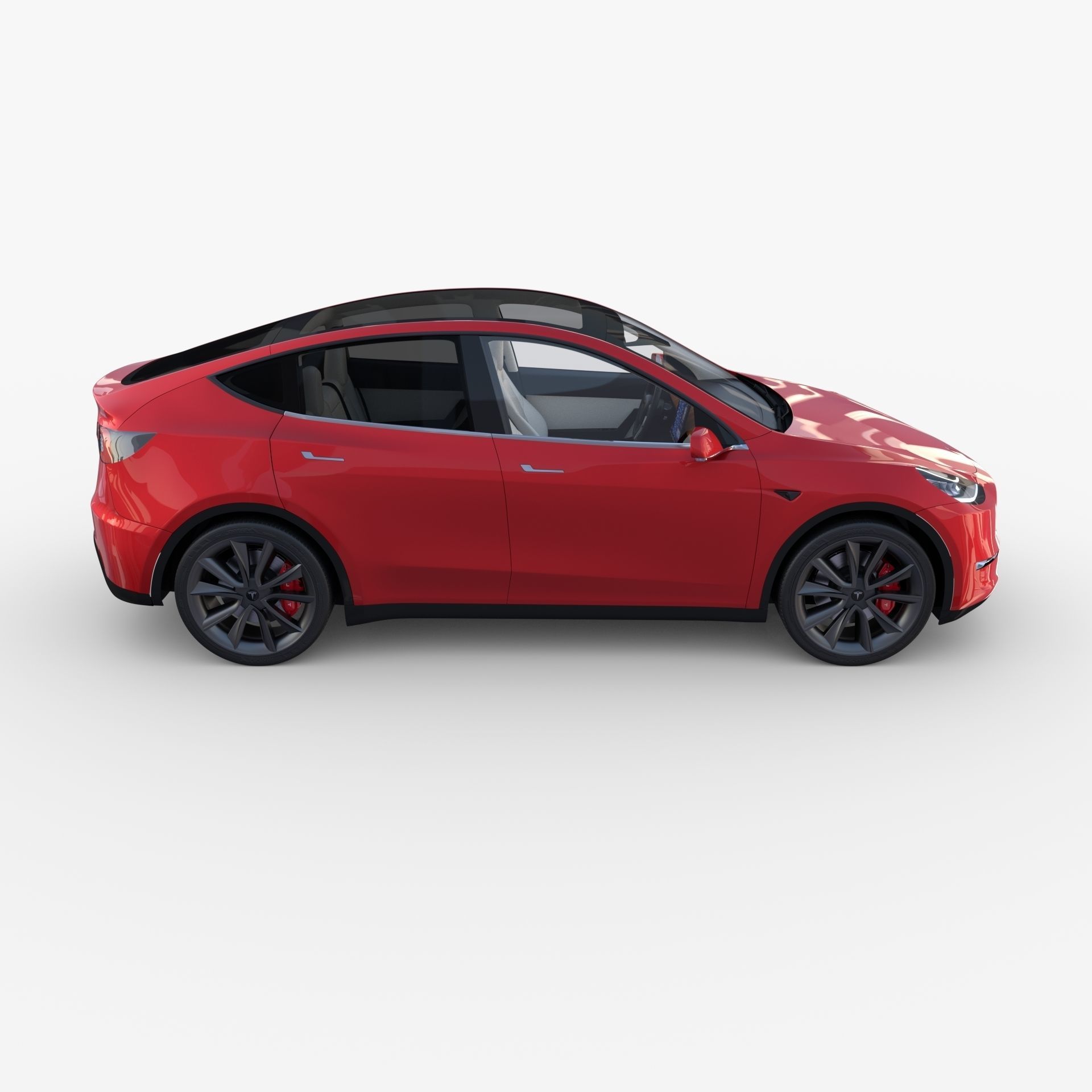 Tesla Model Y Red with interior 3D model | CGTrader