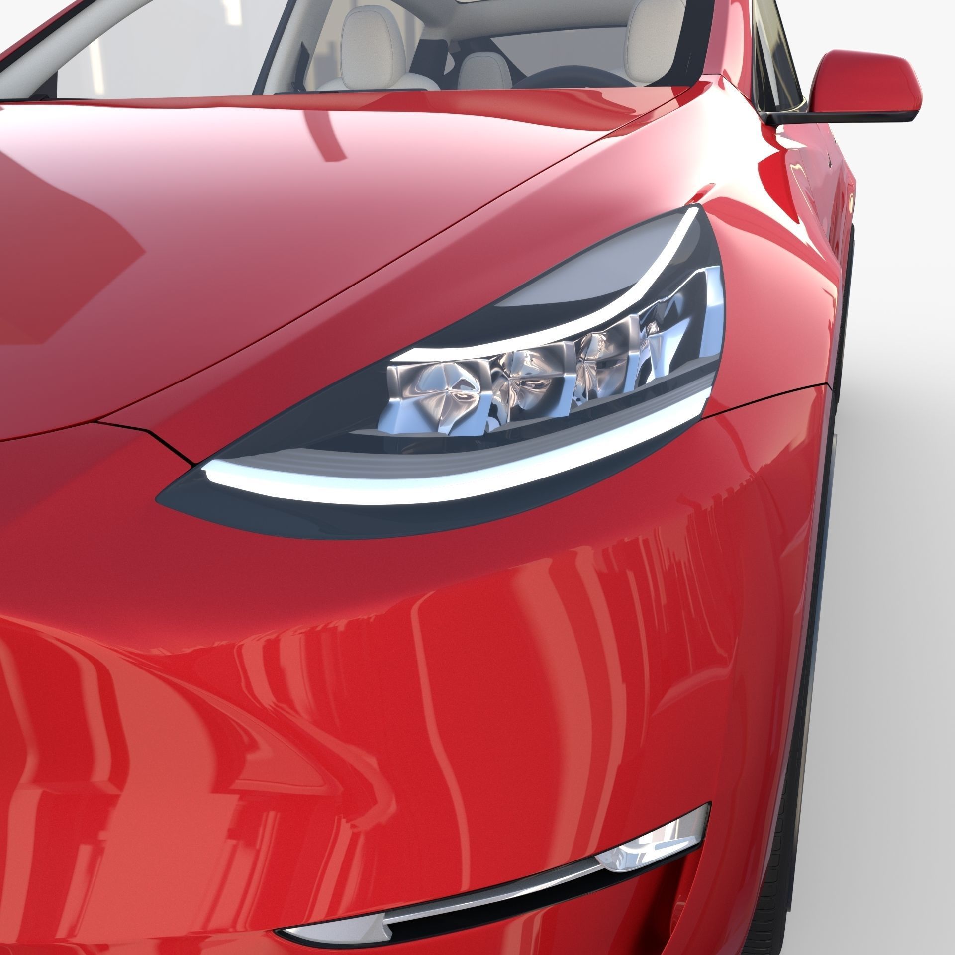 Tesla Model Y Red with interior 3D model | CGTrader