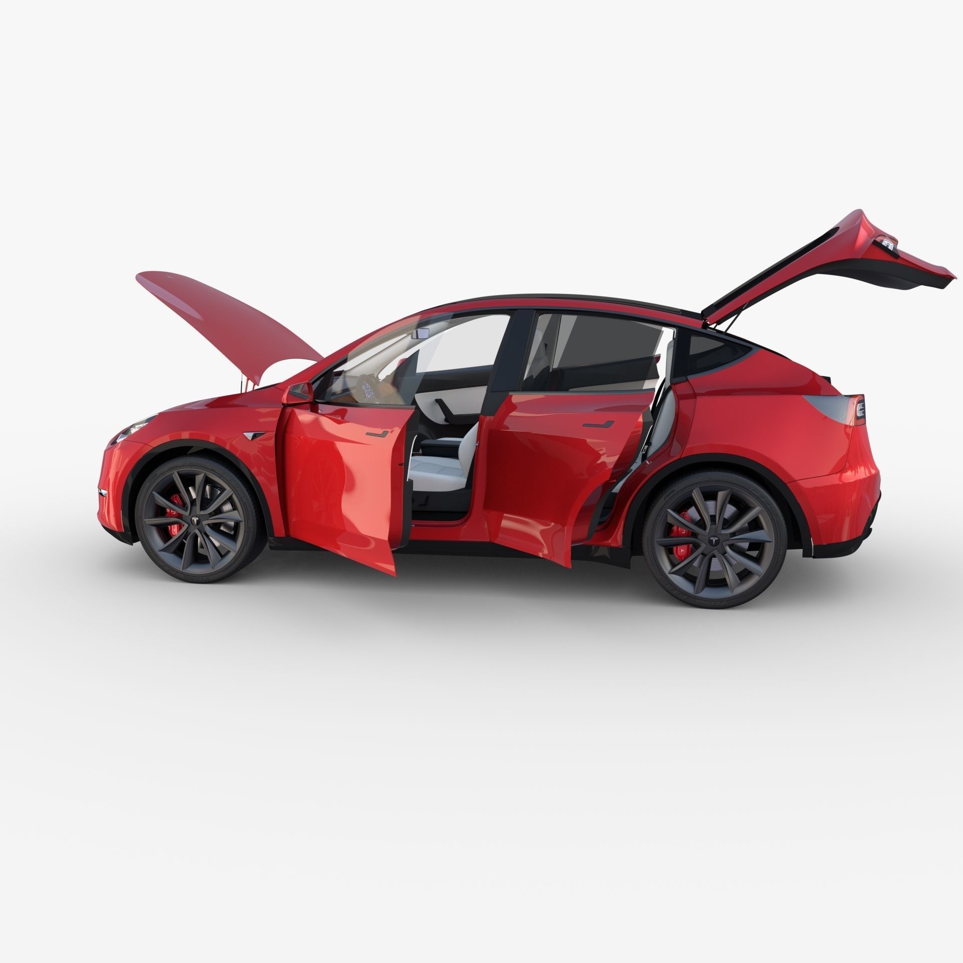 Tesla Model Y Red with interior 3D model | CGTrader