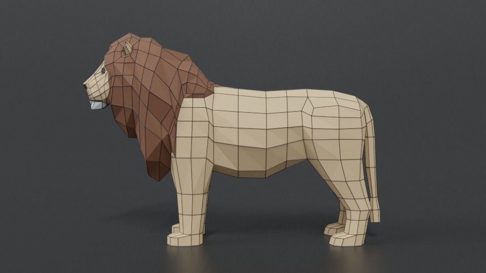 3D model Low Poly Cartoon Male Lion VR / AR / low-poly | CGTrader