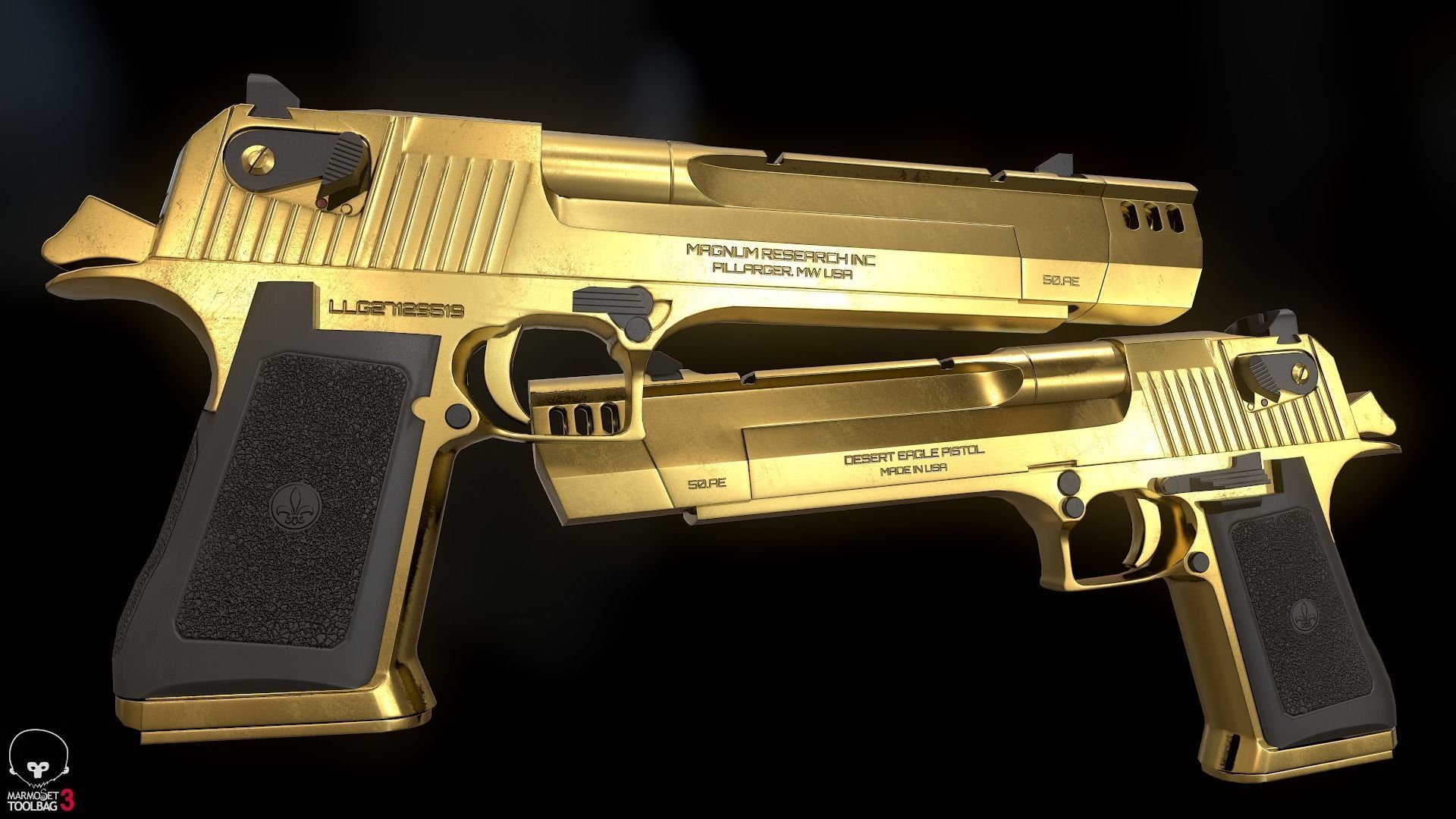 3D model Gold Desert Eagle VR / AR / low-poly | CGTrader