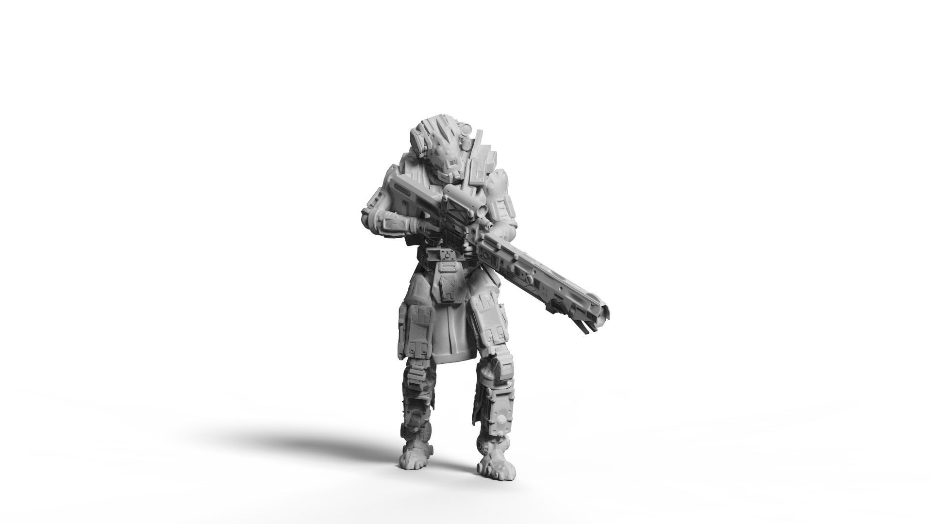 Scifi Marksman Sniper Rifle Team miniatures 3D model 3D printable ...