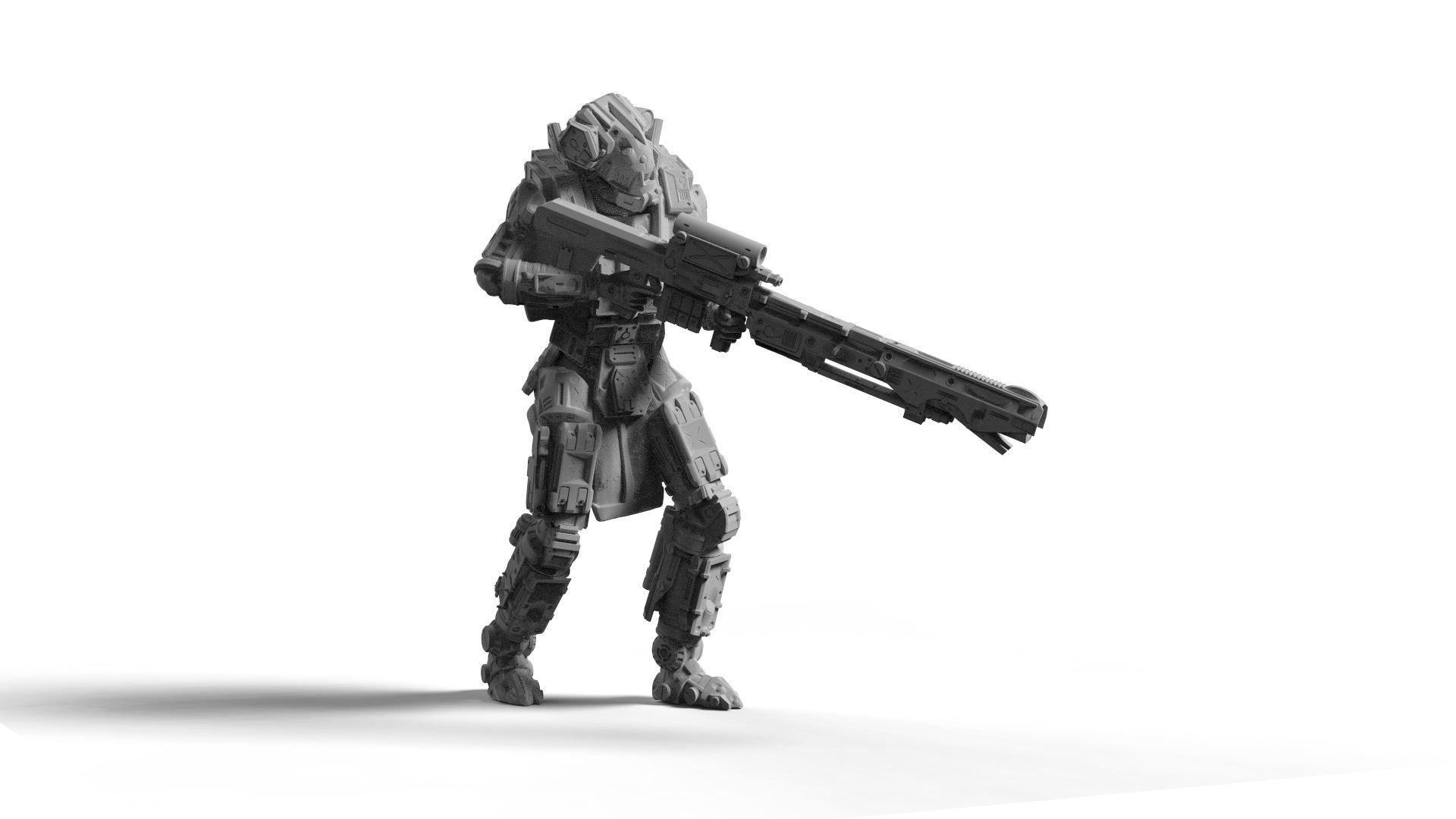 Scifi Marksman Sniper Rifle Team miniatures 3D model 3D printable ...