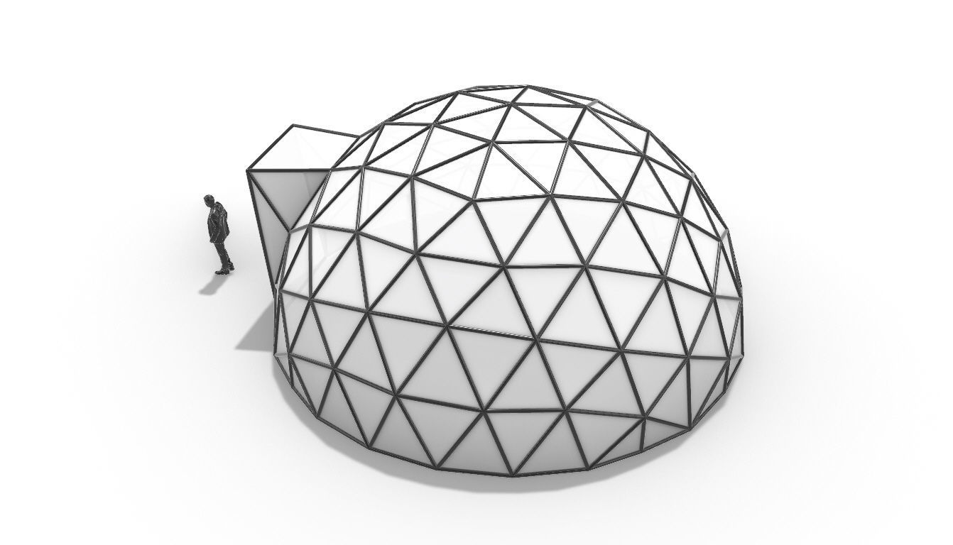 Geodesic Dome with Door Opening and enclosure Panels 3D model | CGTrader