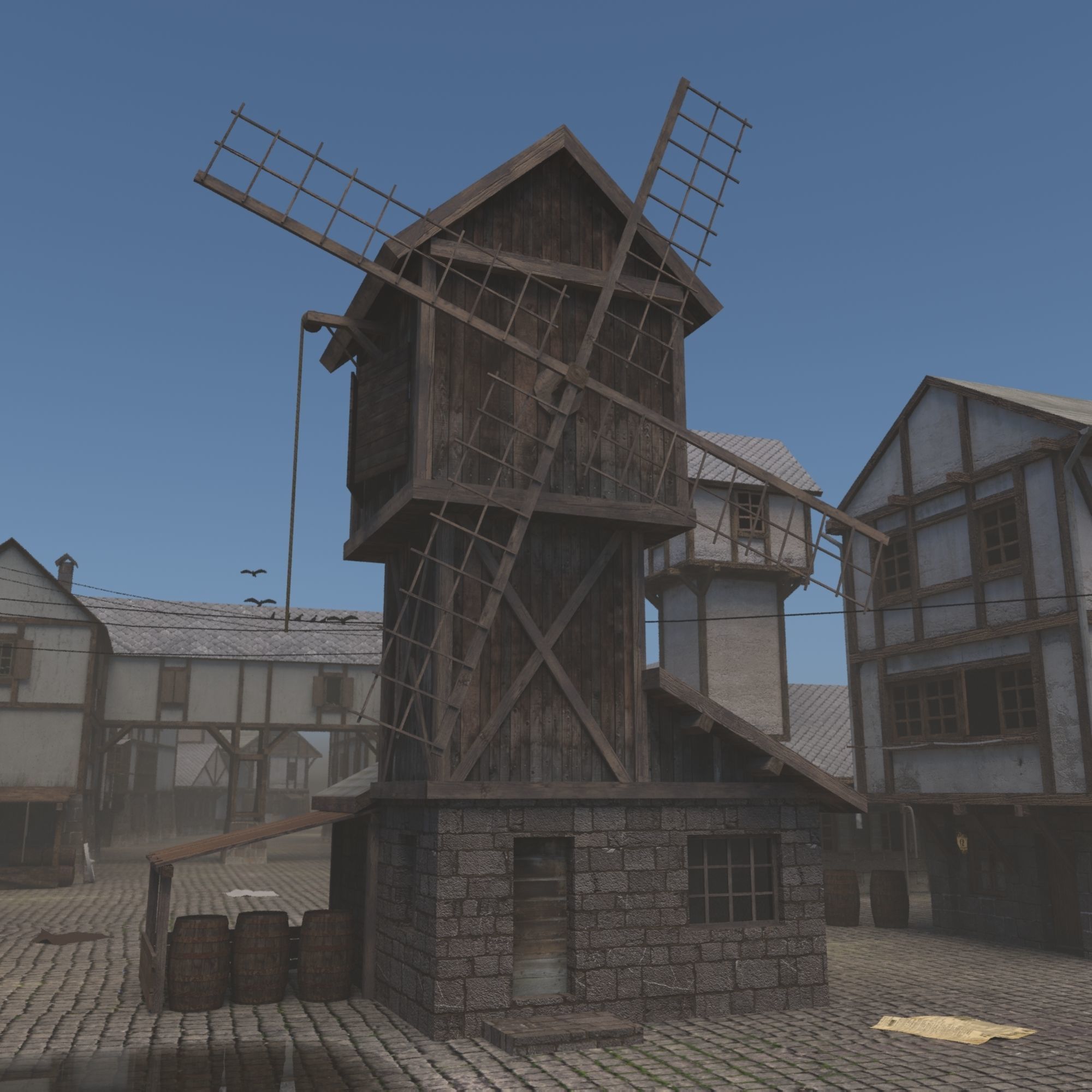 3D model Medieval house mill fantasy Fachwerk 005 Low-poly 3D model VR ...