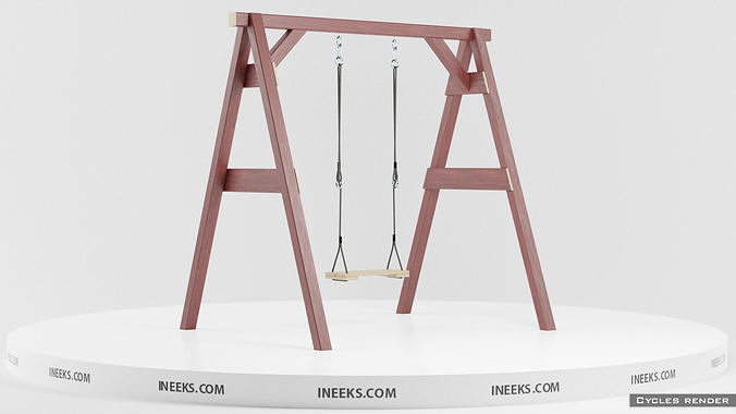 Classic wooden swing set with ropes 3D model | CGTrader