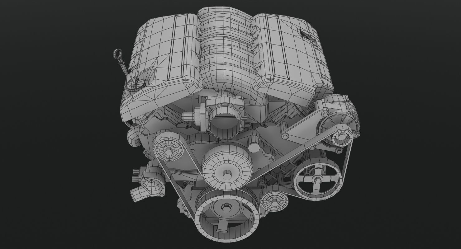 3D model Chevrolet Corvette C6 2008 LS3 V8 engine VR / AR / low-poly ...