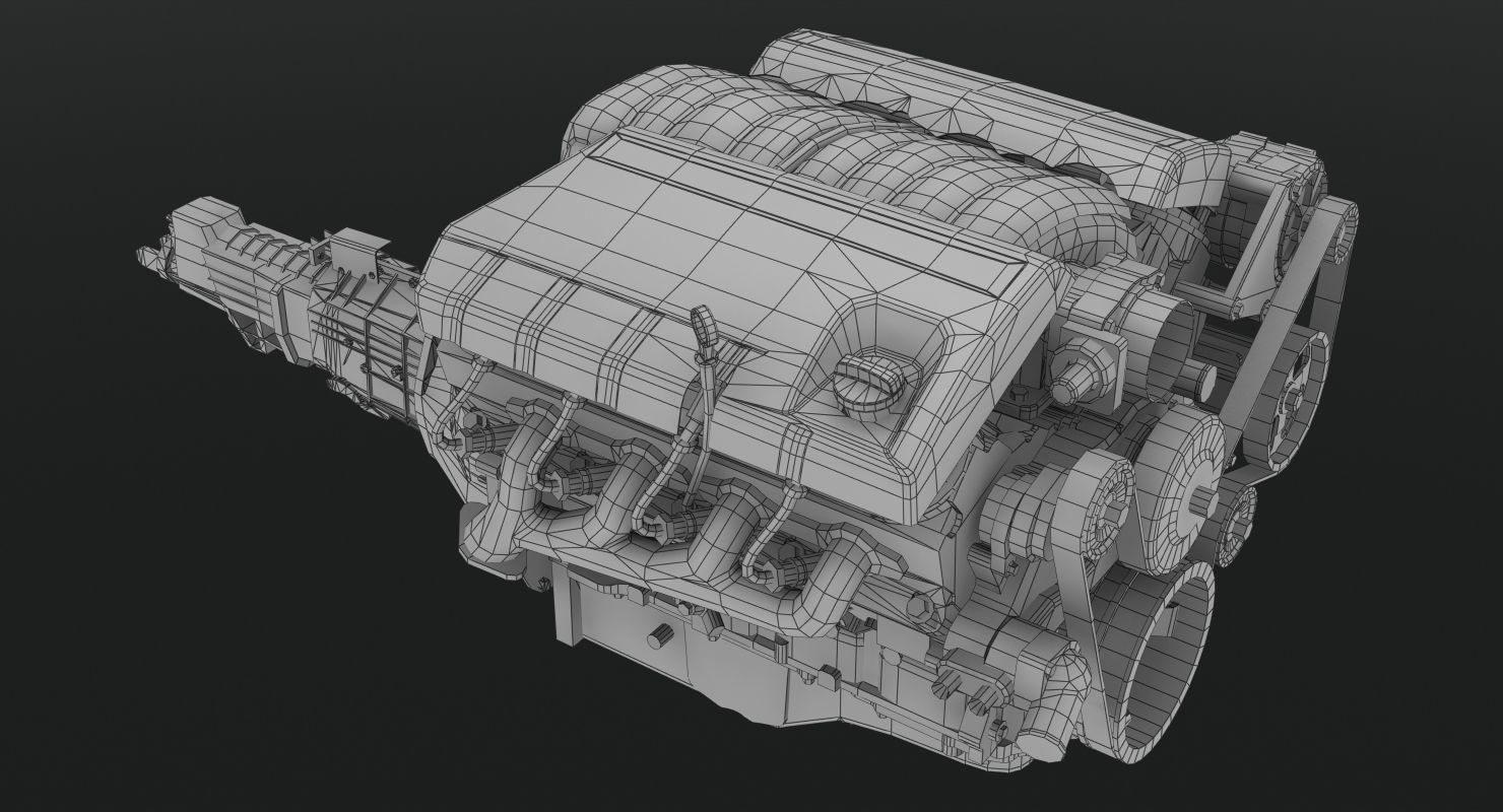 3D model Chevrolet Corvette C6 2008 LS3 V8 engine VR / AR / low-poly ...