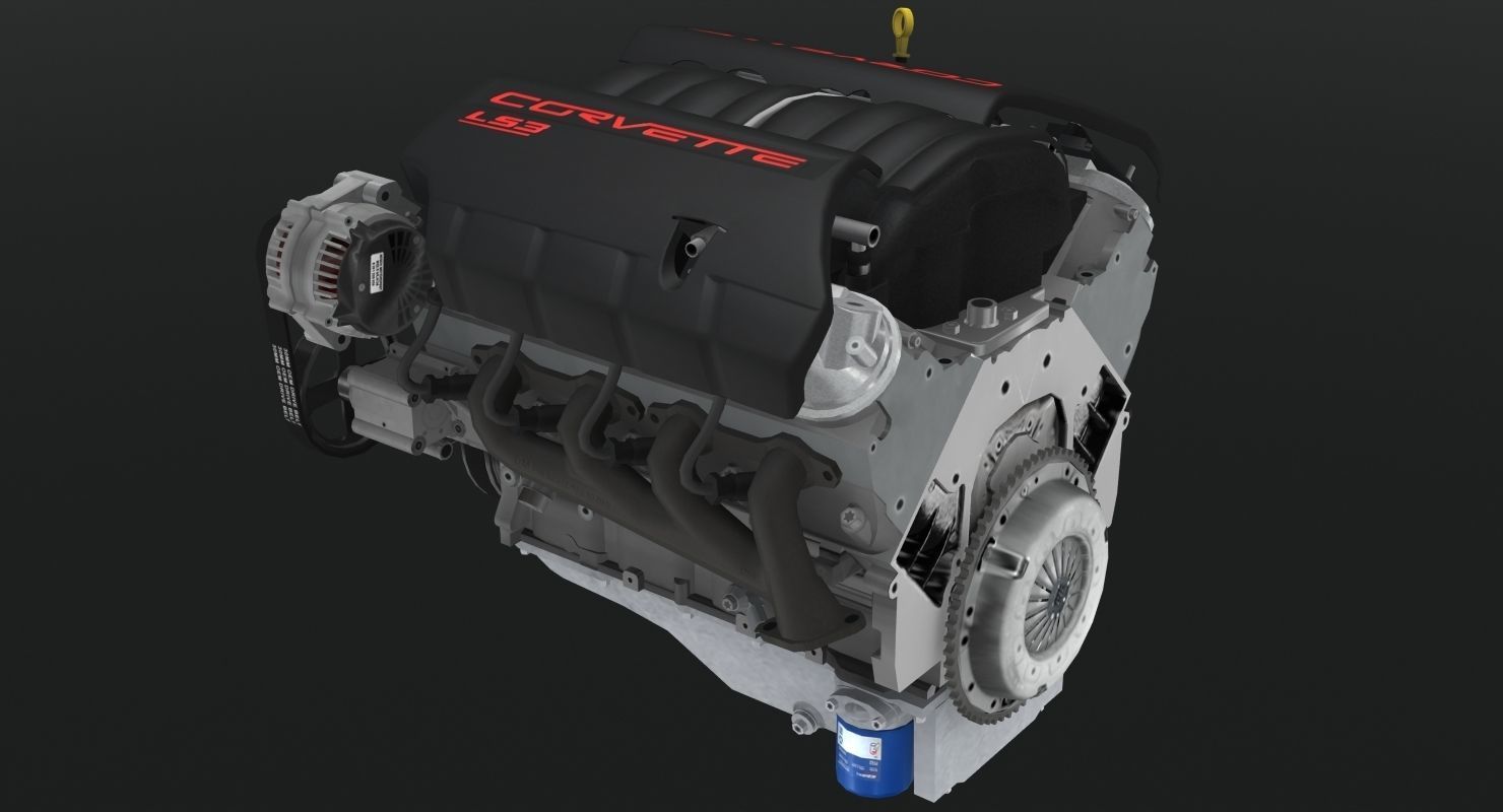 3D model Chevrolet Corvette C6 2008 LS3 V8 engine VR / AR / low-poly ...