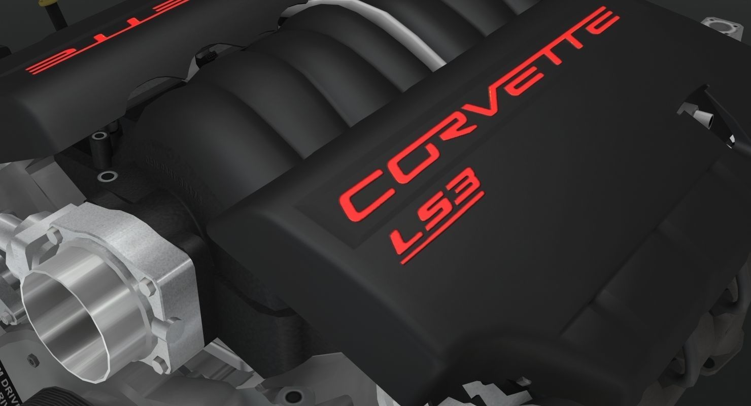 3D model Chevrolet Corvette C6 2008 LS3 V8 engine VR / AR / low-poly ...
