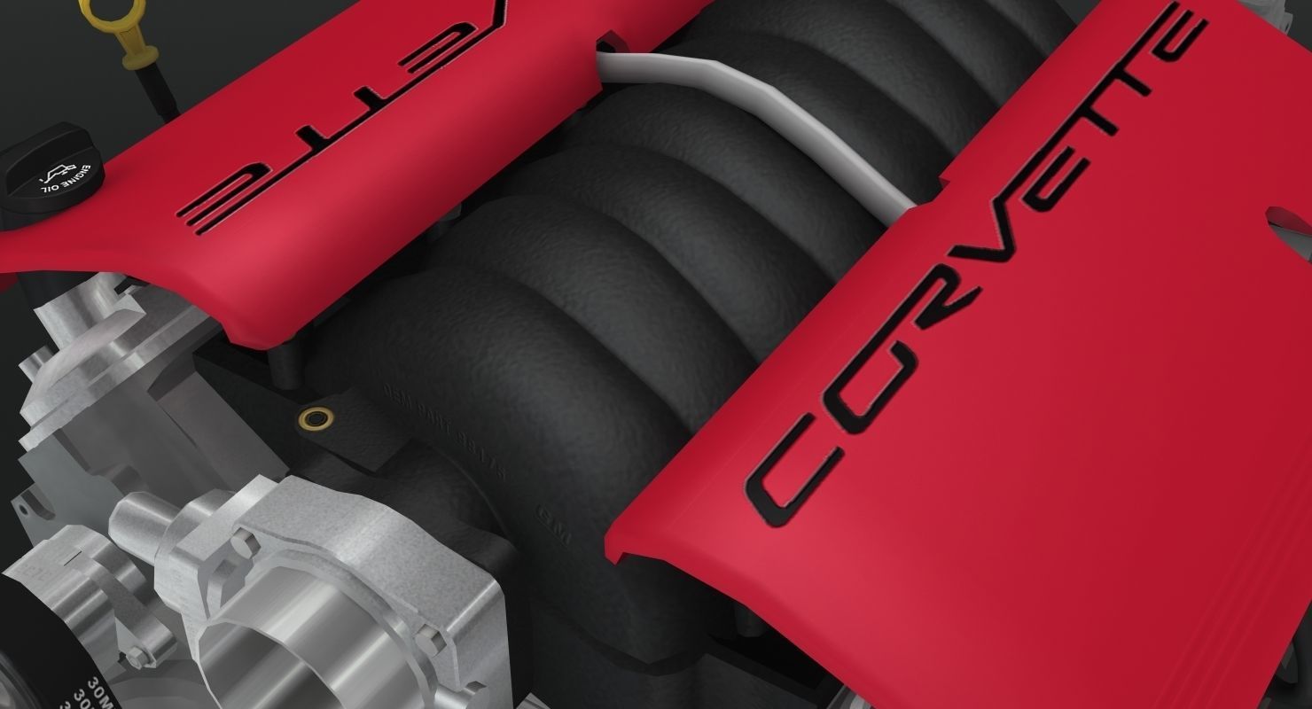 3D model Chevrolet Corvette Z06 2001 LS6 V8 Engine VR / AR / low-poly ...