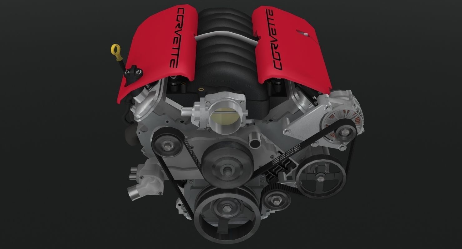 3D model Chevrolet Corvette Z06 2001 LS6 V8 Engine VR / AR / low-poly ...