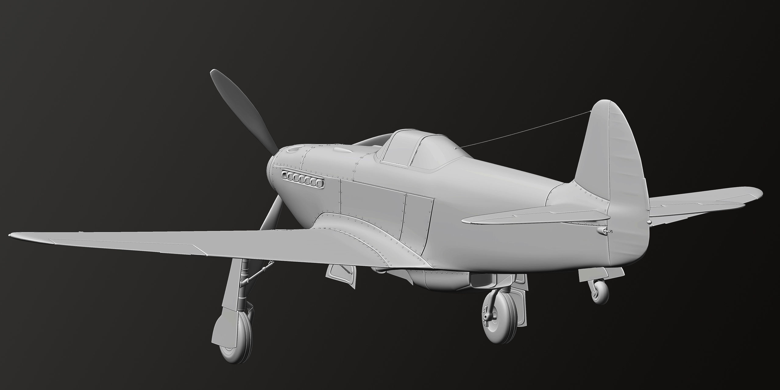 Russian Soviet fighter aircraft Yakovlev Yak 3 3D model rigged | CGTrader