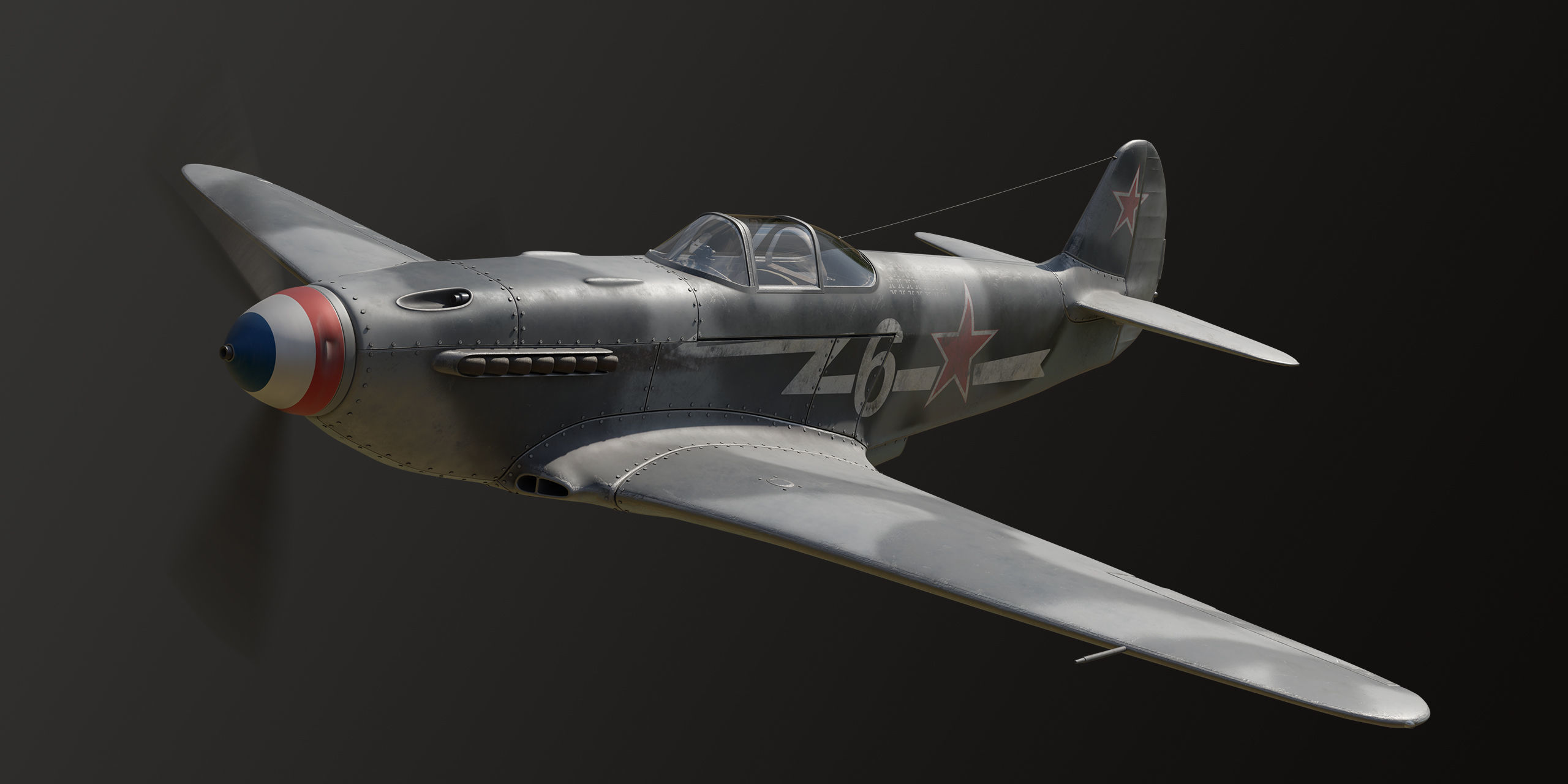 Russian Soviet fighter aircraft Yakovlev Yak 3 3D model rigged | CGTrader