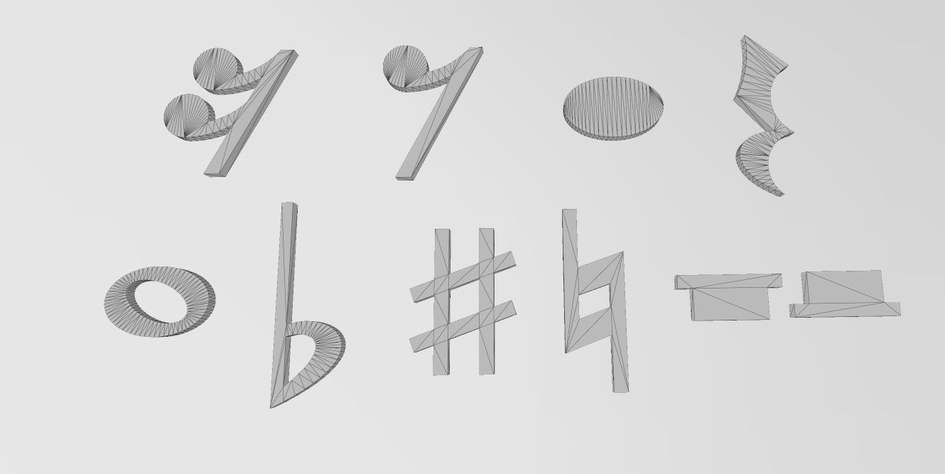 Musical notes symbols characters 3D model 3D printable | CGTrader