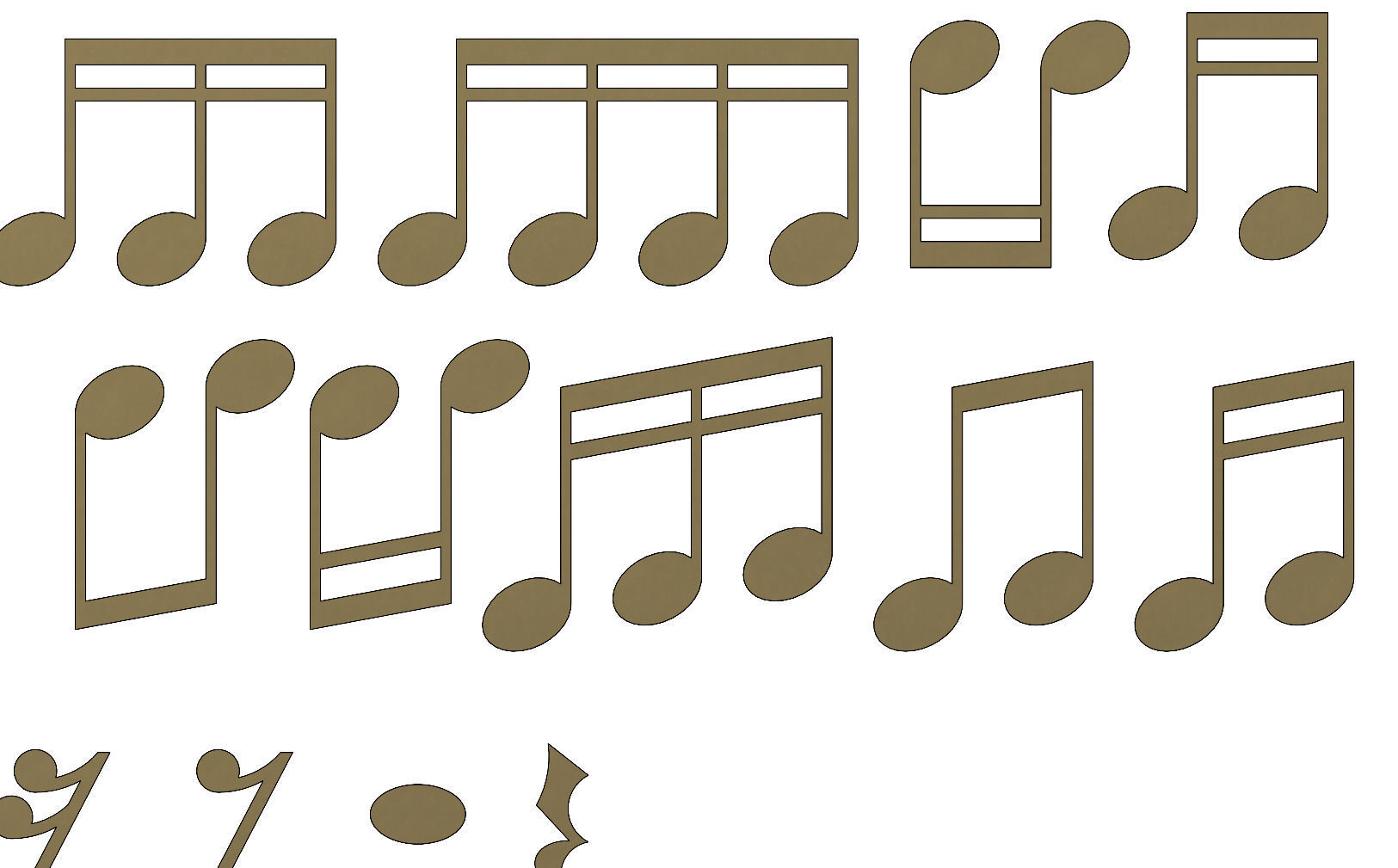 Musical notes symbols characters 3D model 3D printable | CGTrader