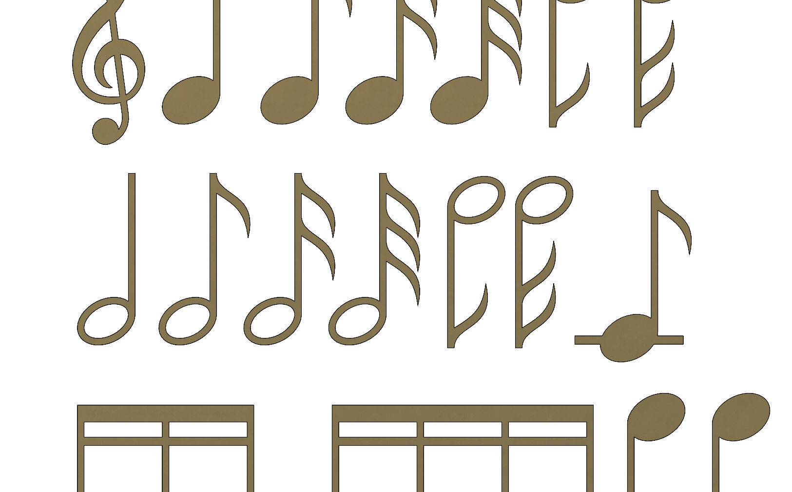 Musical notes symbols characters 3D model 3D printable | CGTrader